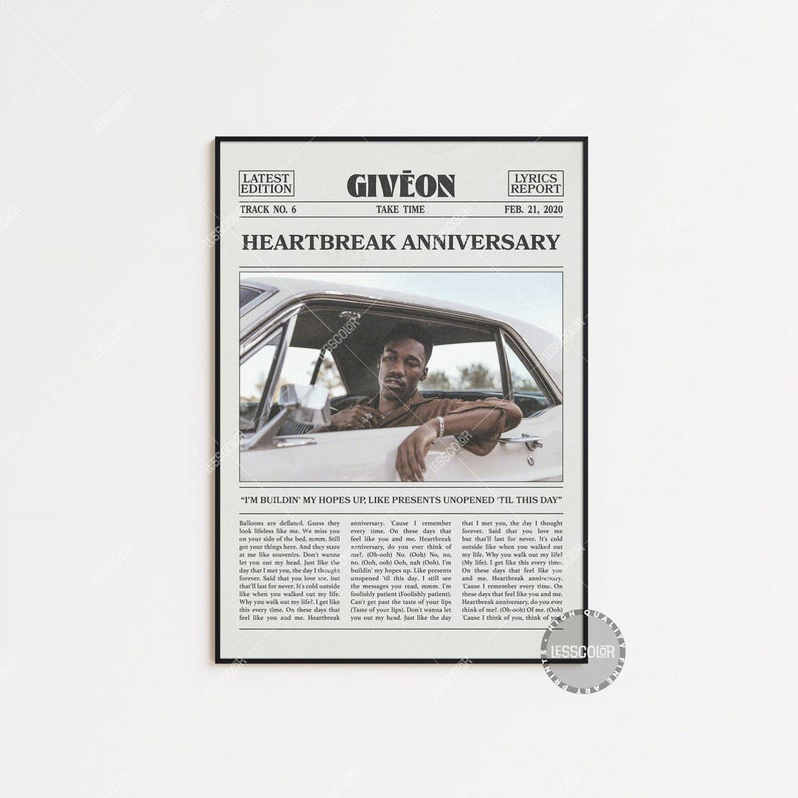 POSTER Giveon Retro Newspaper Print, Heartbreak Anniversary Poster ...