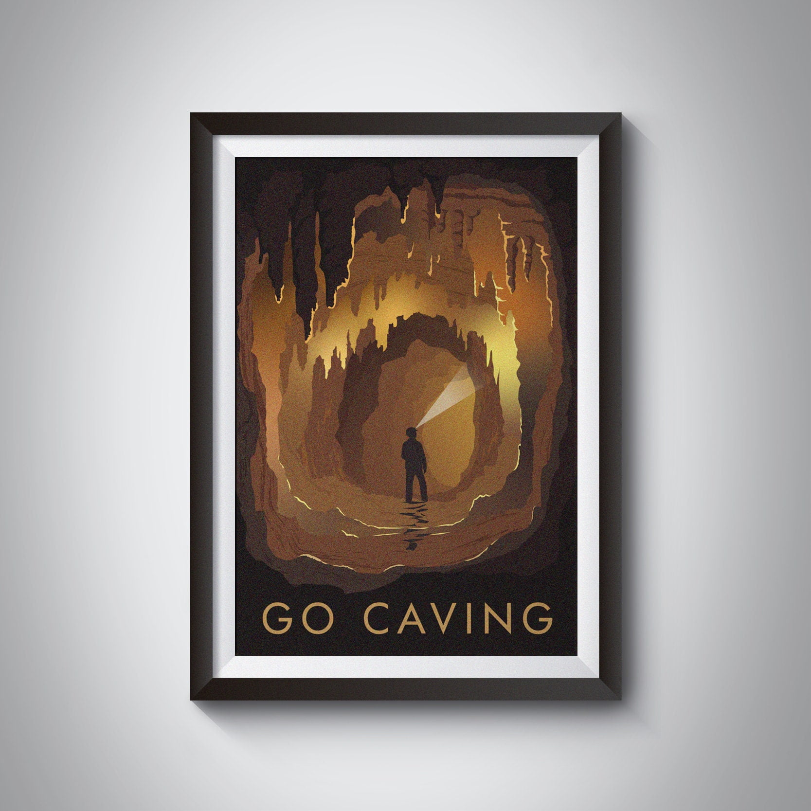 POSTER Go Caving Art Print, Adventure Sports, Cavern, Outdoor Hobbies ...