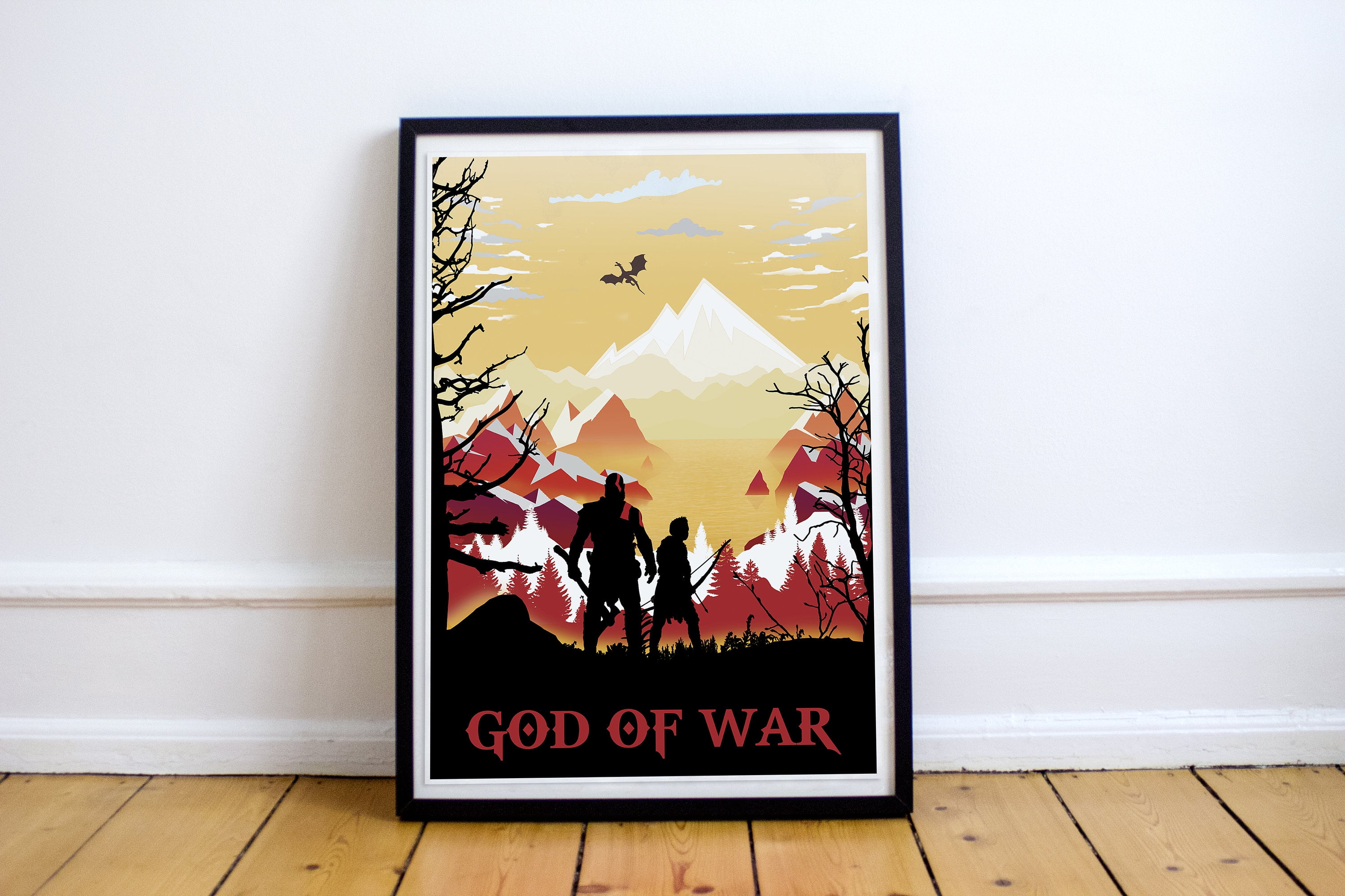 POSTER God of War Game Art - Full Page Red, minimalist, gaming print ...