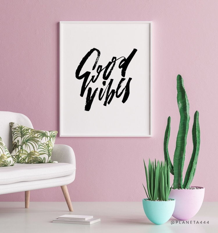 POSTER Good Vibes Handwriting Poster, Positivity Quote Wall Art, Modern ...