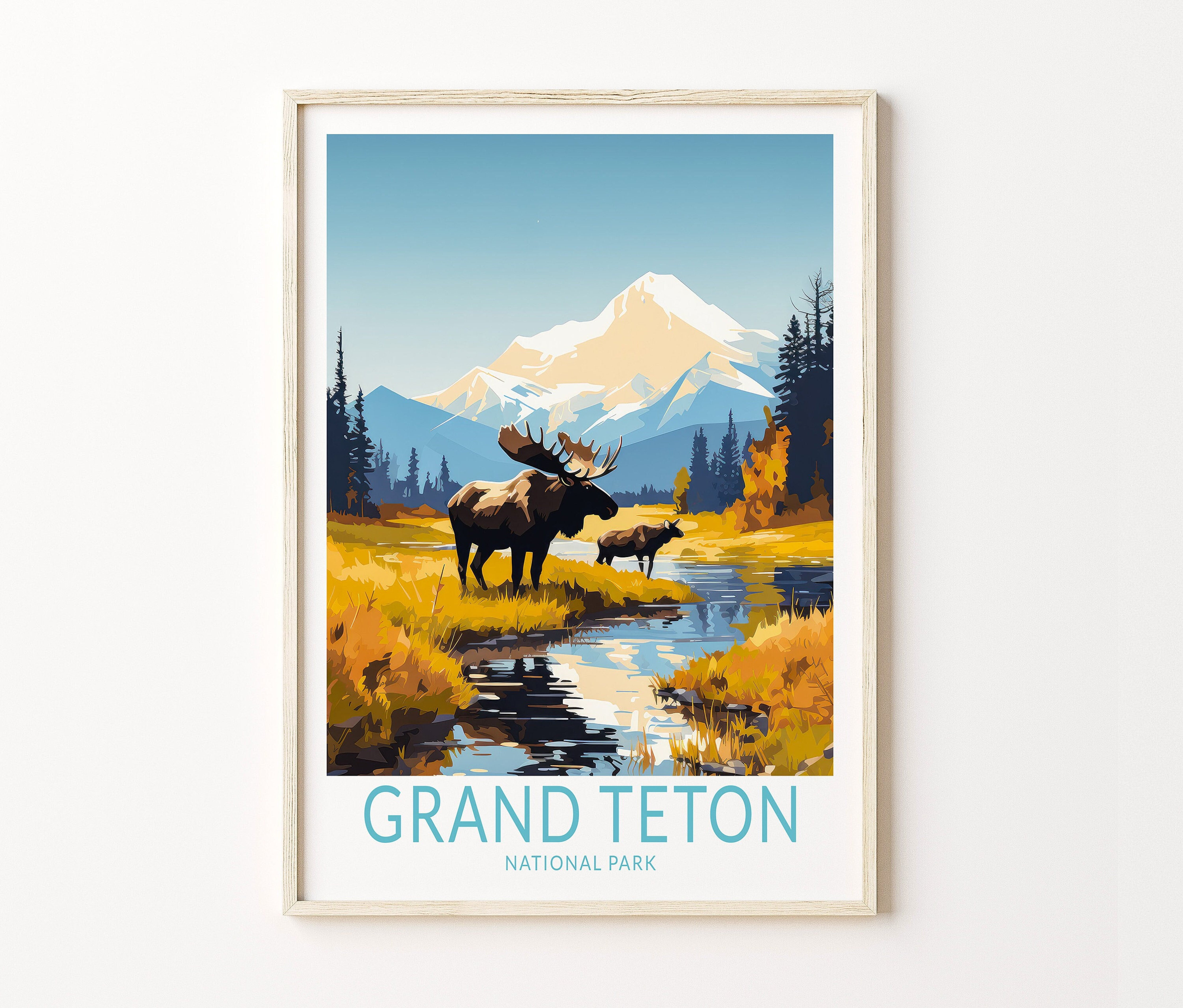 POSTER Grand Teton Travel Poster, Grand Teton Poster, National Parks ...