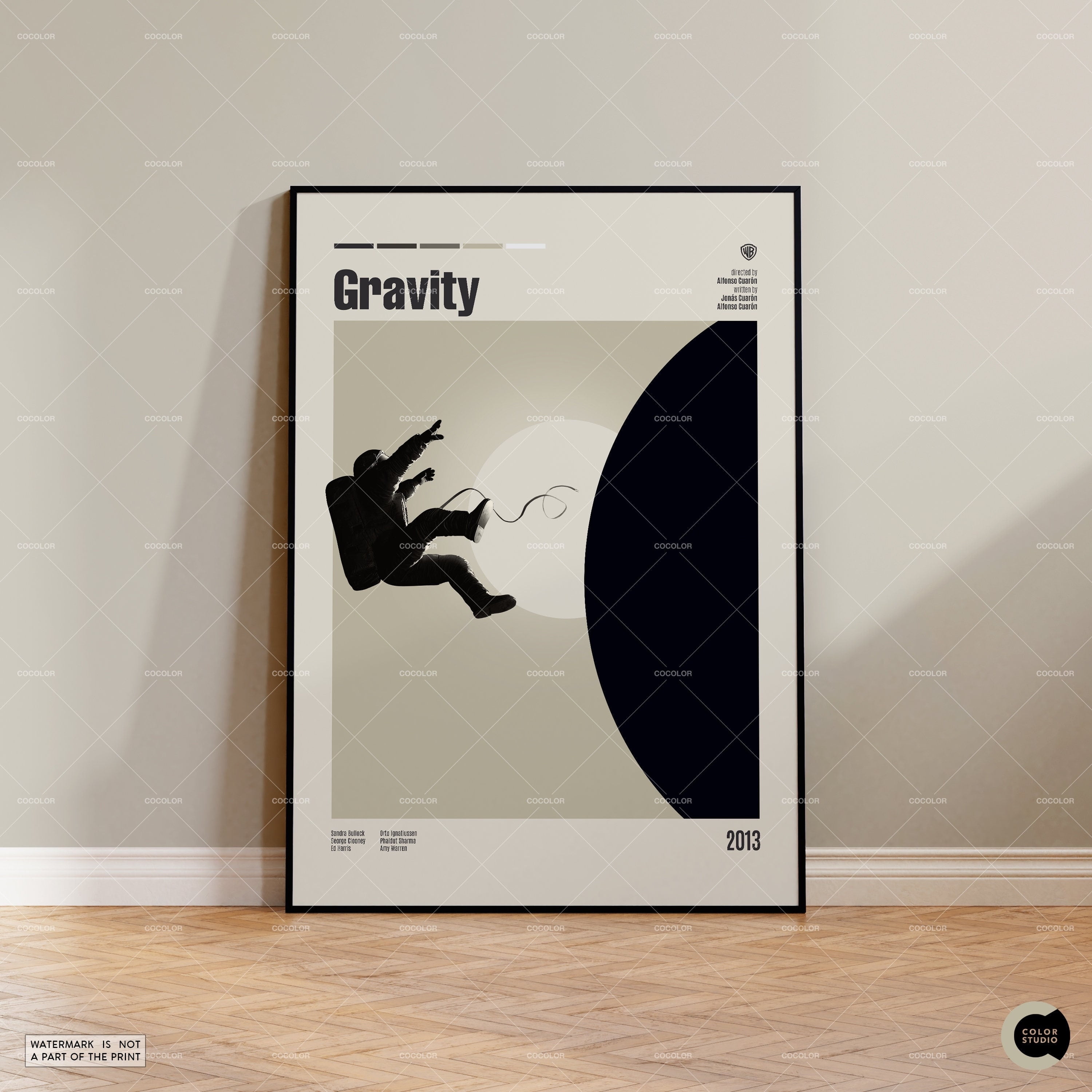POSTER Gravity, Alfonso CuarÃ³n, Midcentury Movie Poster, Vintage Movie Print, Movie Poster ...