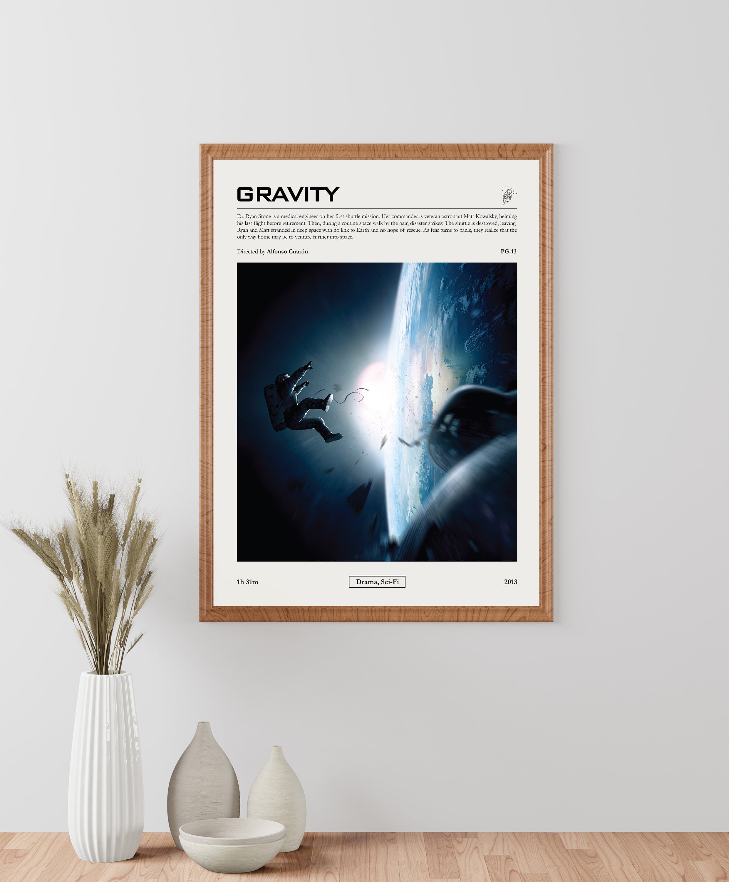 Poster Gravity Minimalist Movie Poster | Alfonso Cuaron | Retro Art ...