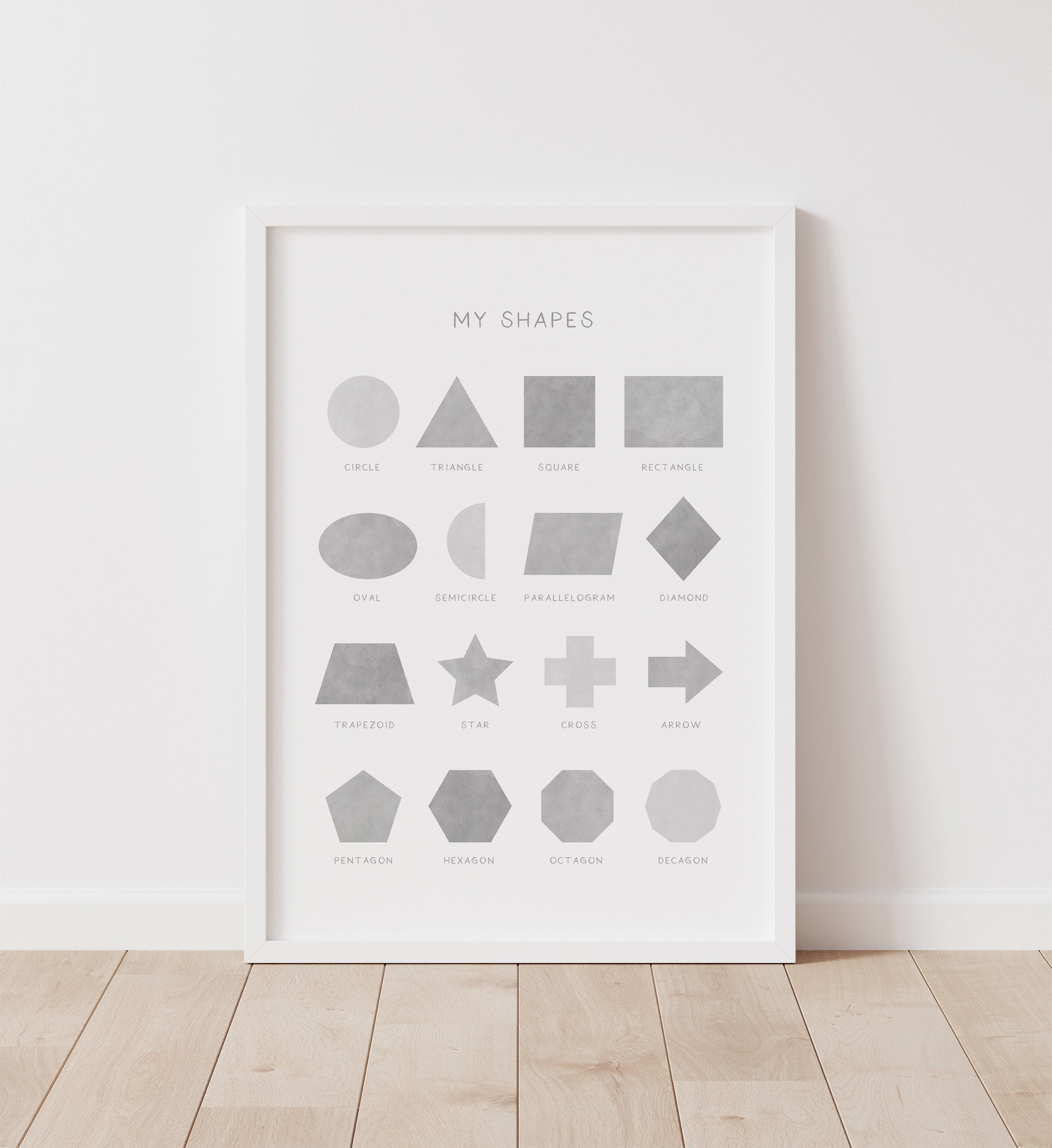 POSTER Gray Shapes Print, Educational Wall Art, Montessori Poster ...