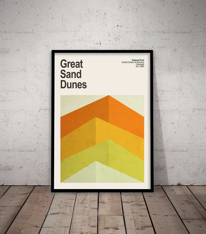 POSTER Great Sand Dunes National Park Mid-Century Travel Poster ...