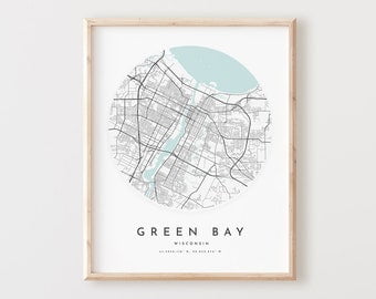 POSTER Green Bay Map Print, Green Bay Map Poster City Wall Art, Wi Road ...