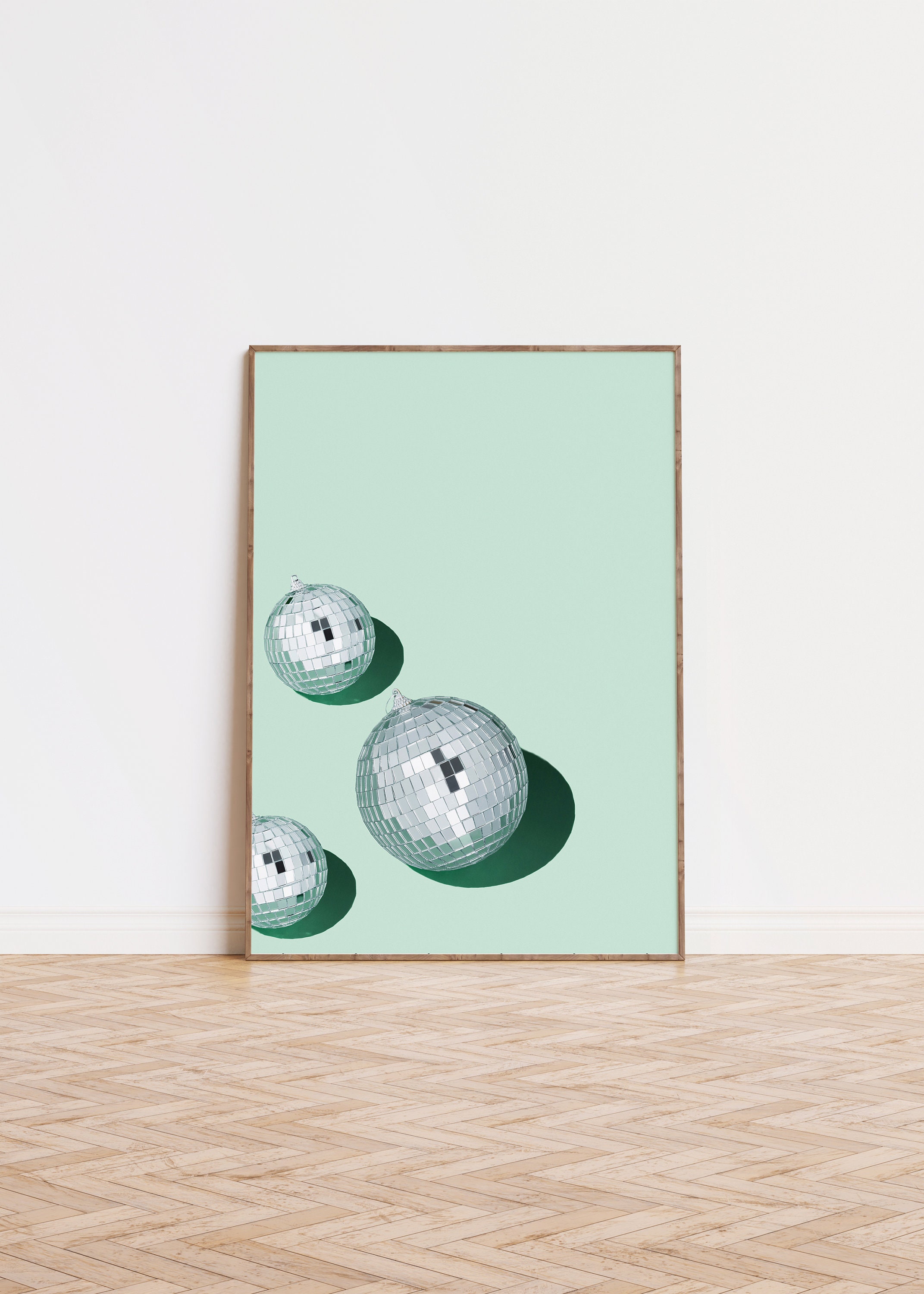 POSTER Green Disco Ball Print, Disco Mirrorball, Disco Ball Print ...