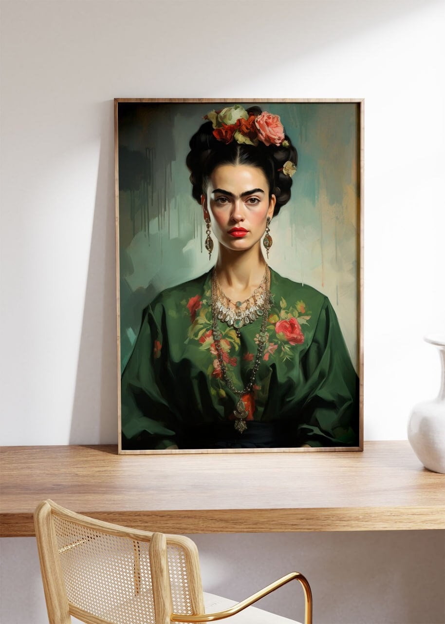 POSTER Green Frida Kahlo Poster, Vintage Wall Decor, Mexican Art ...