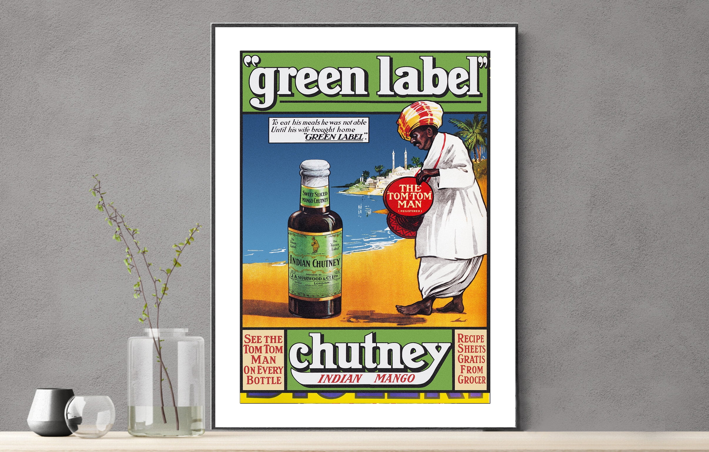 POSTER Green Label Indian Mango Chutney Vintage Food&Drink Poster ...