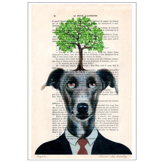 POSTER Greyhound with tree, save the planet, save the earth, original ...