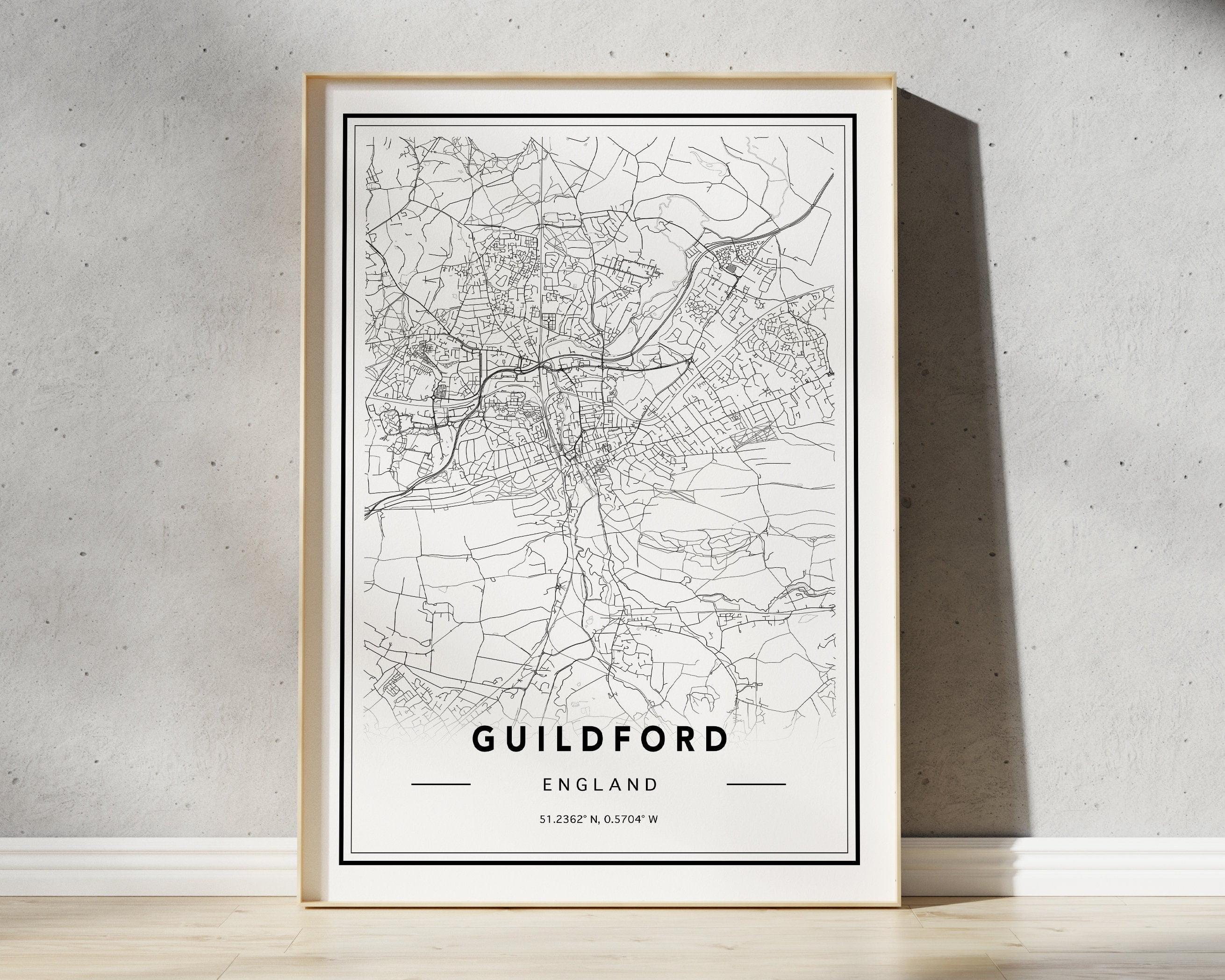 POSTER Guildford Map Print, Guildford Map Poster, Guildford Map Wall ...