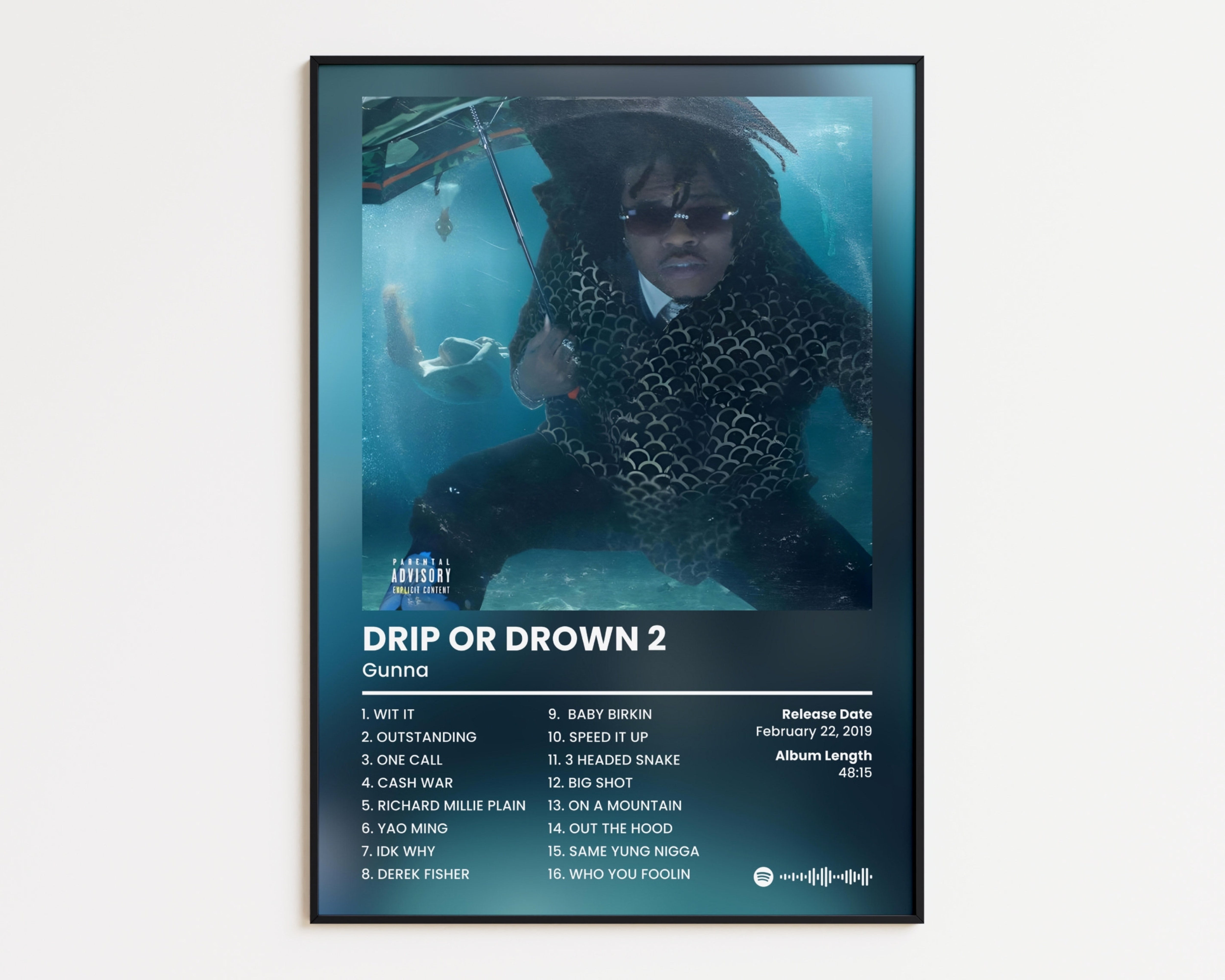 POSTER Gunna Cover Poster, Drip Or Drown 2 Print, Classics Rap Poster ...