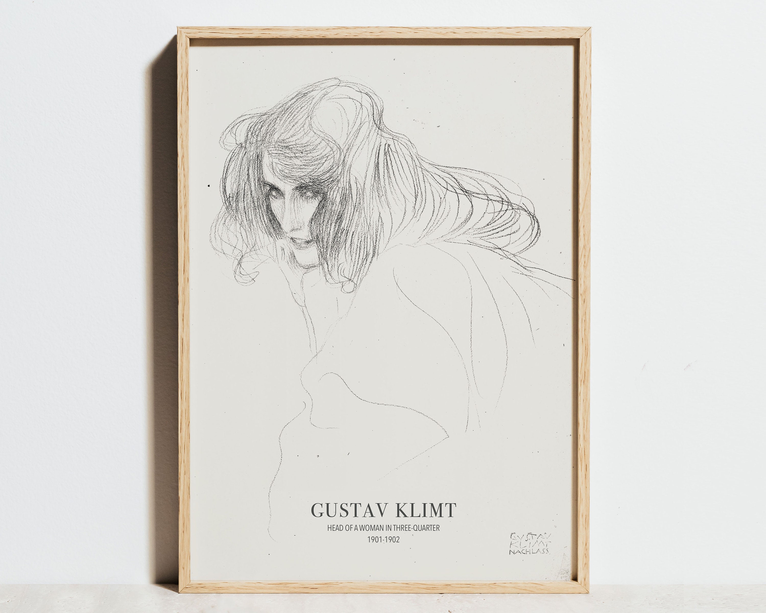 POSTER Gustav Klimt Print, Head of a Woman Poster, Sketch Line Art ...