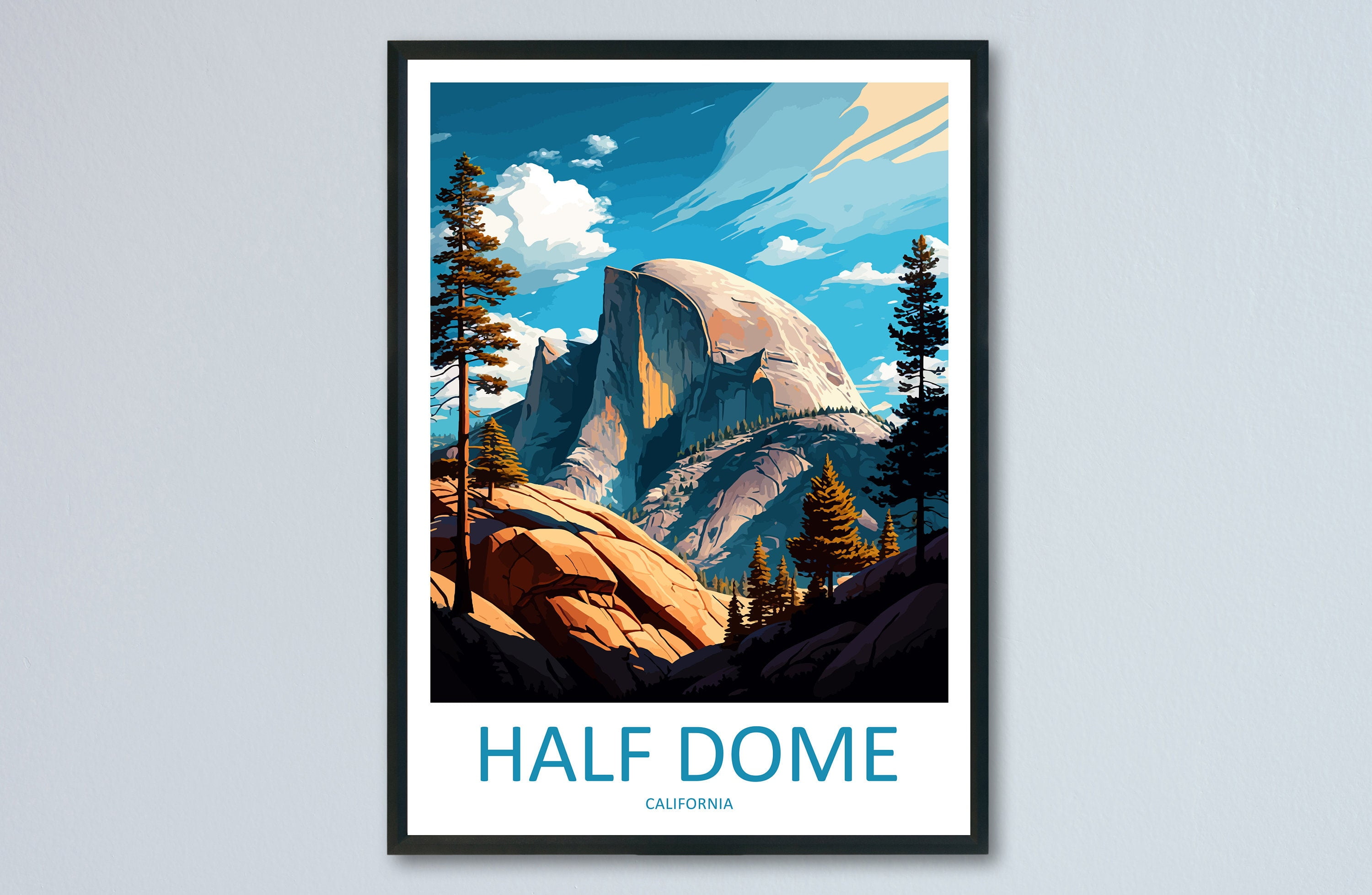 POSTER Half Dome Yosemite Travel Print Wall Art Half Dome Wall Hanging ...