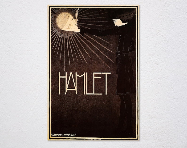 POSTER Hamlet Skull By William Shakespeare Dark Tragedy Theater Vintage ...