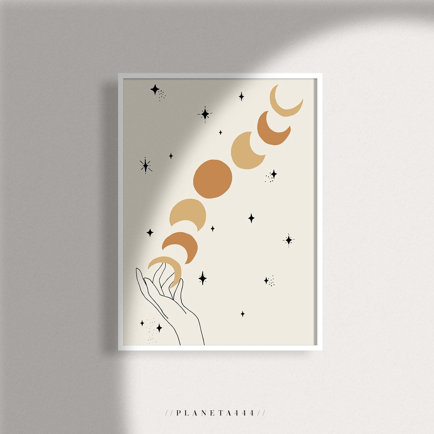 POSTER Hand Moon Phases Art Print Universe Stars Wall Art Celestial ...