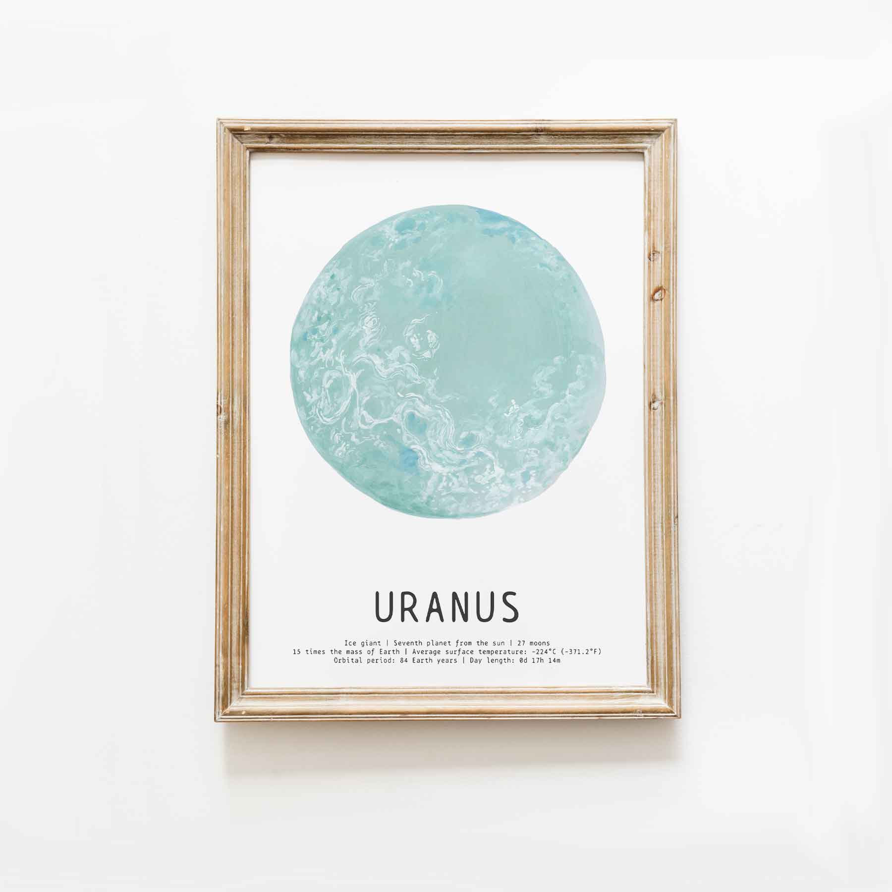 POSTER Hand painted planet Uranus art print | Solar System prints ...