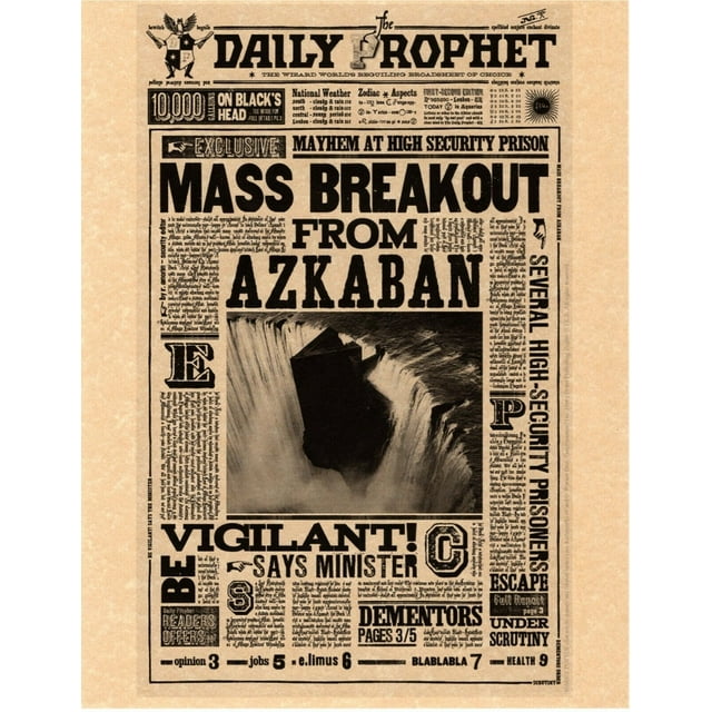 POSTER Harry Potter Daily Prophet Mass Breakout From Azkaban Flyer ...