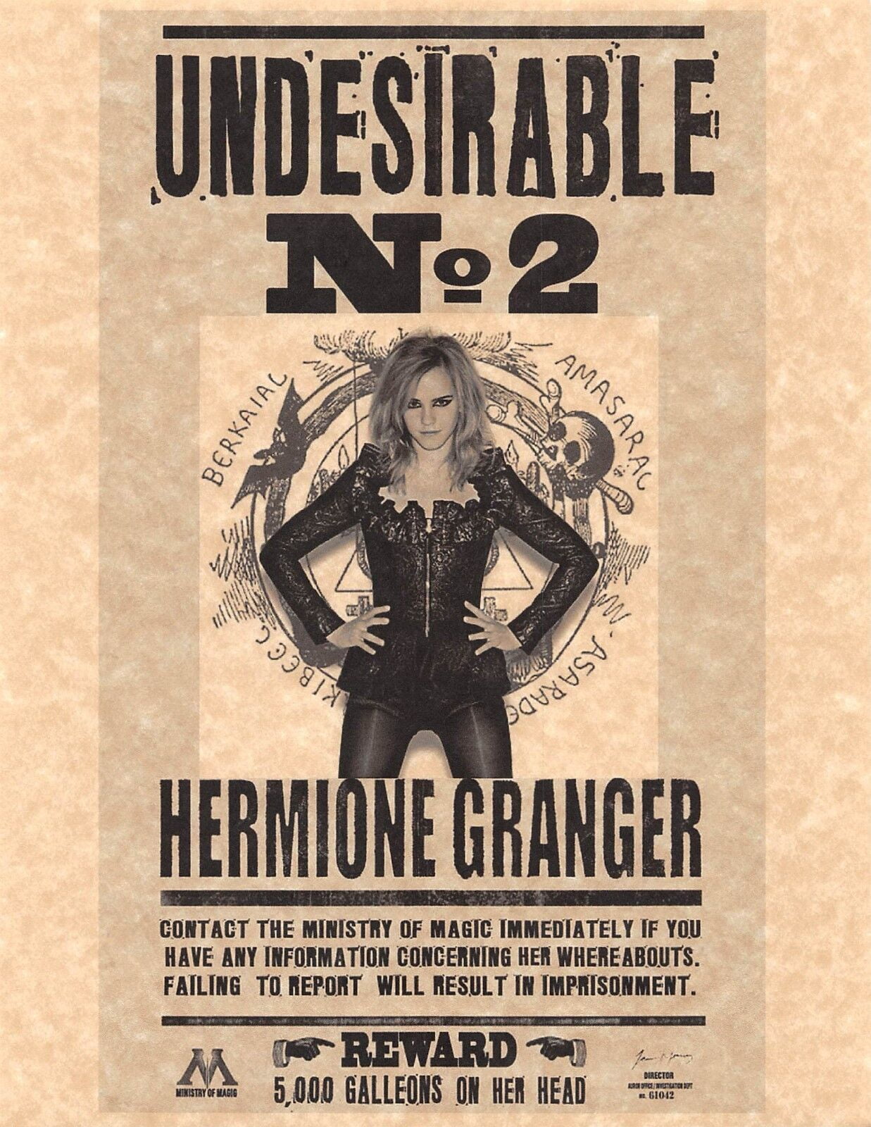POSTER Harry Potter Undesirable Number 2 Hermione Granger Flyer/Poster ...