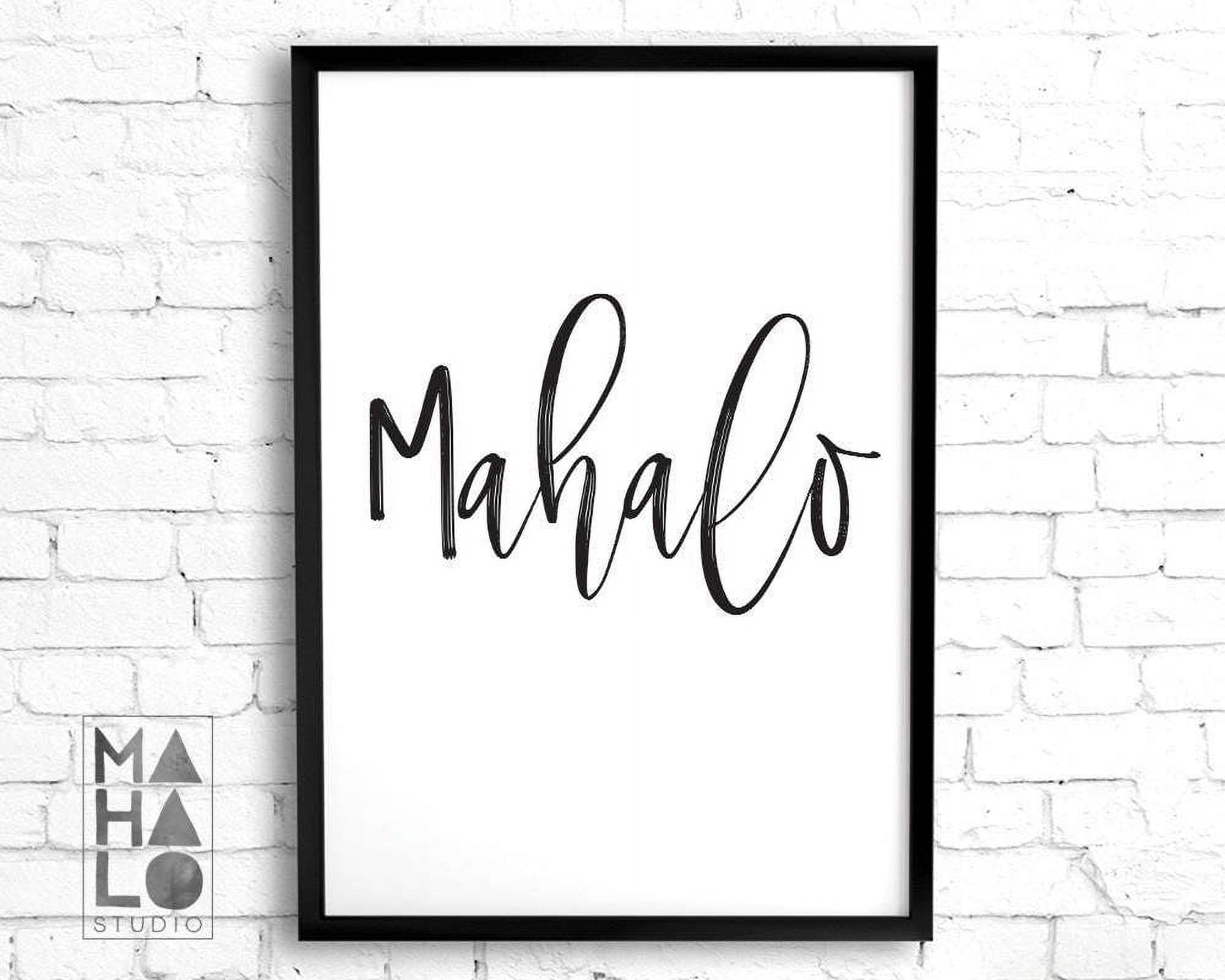 POSTER Hawaiian Decor Mahalo Hand lettering Quote Printable Wall Art ...