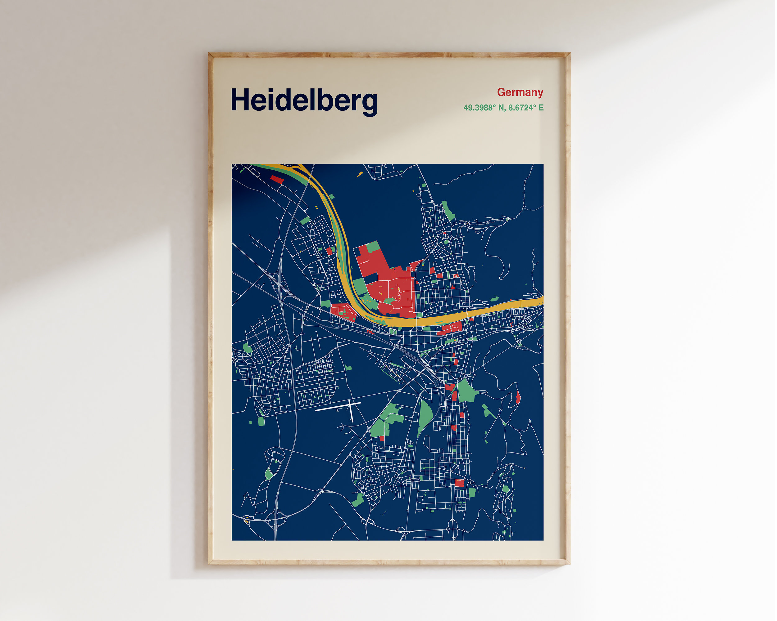 POSTER Heidelberg Map Print, Heidelberg Map Poster, Colour Heidelberg ...