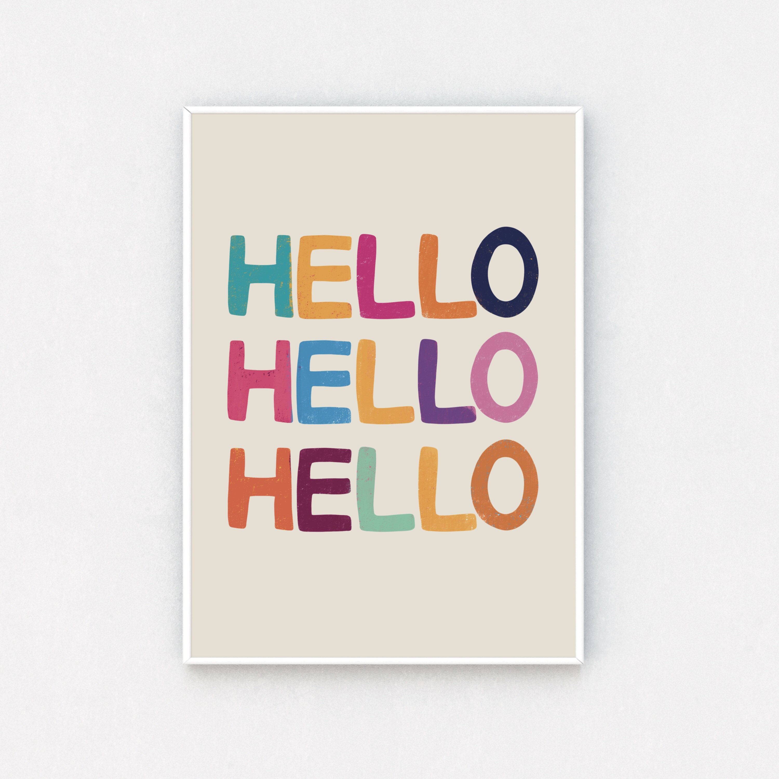 POSTER Hello Hello Hello | Colourful Welcome Print for Hallway or Entry ...