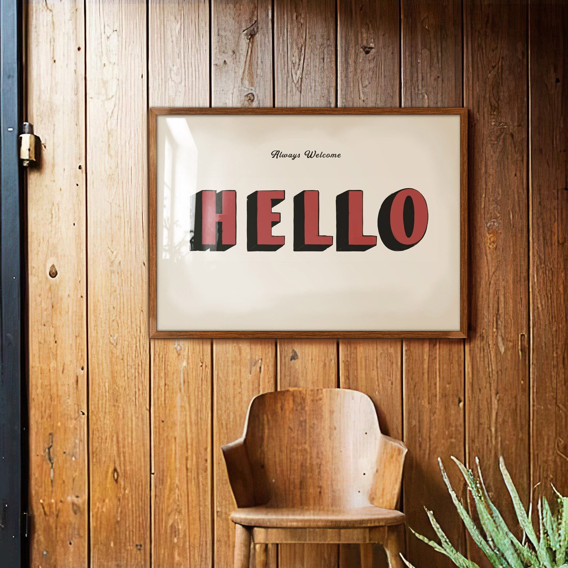 POSTER Hello Poster, Welcome Entry Sign Print, Retro Typography Poster ...