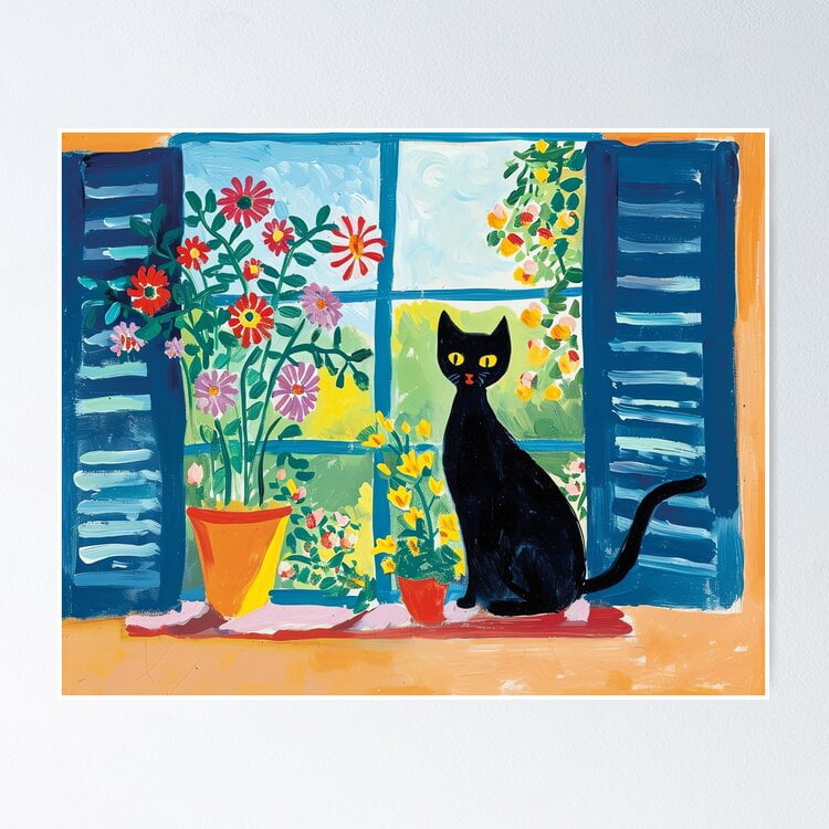 Poster Henri Matisse Cat Print Matisse Open Window Black Cat - Unframed Poster, 24x36 - Walmart.com