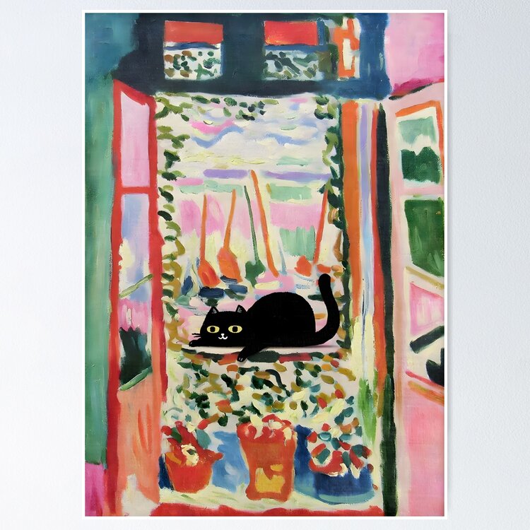 POSTER Henri Matisse Matisse Open Window Cat Poster NO FRAMED, 12x18 ...