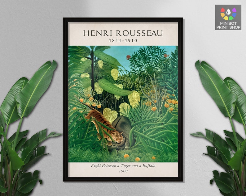 POSTER Henri Rousseau, Fight Between a Tiger and a Buffalo, Primitivism ...