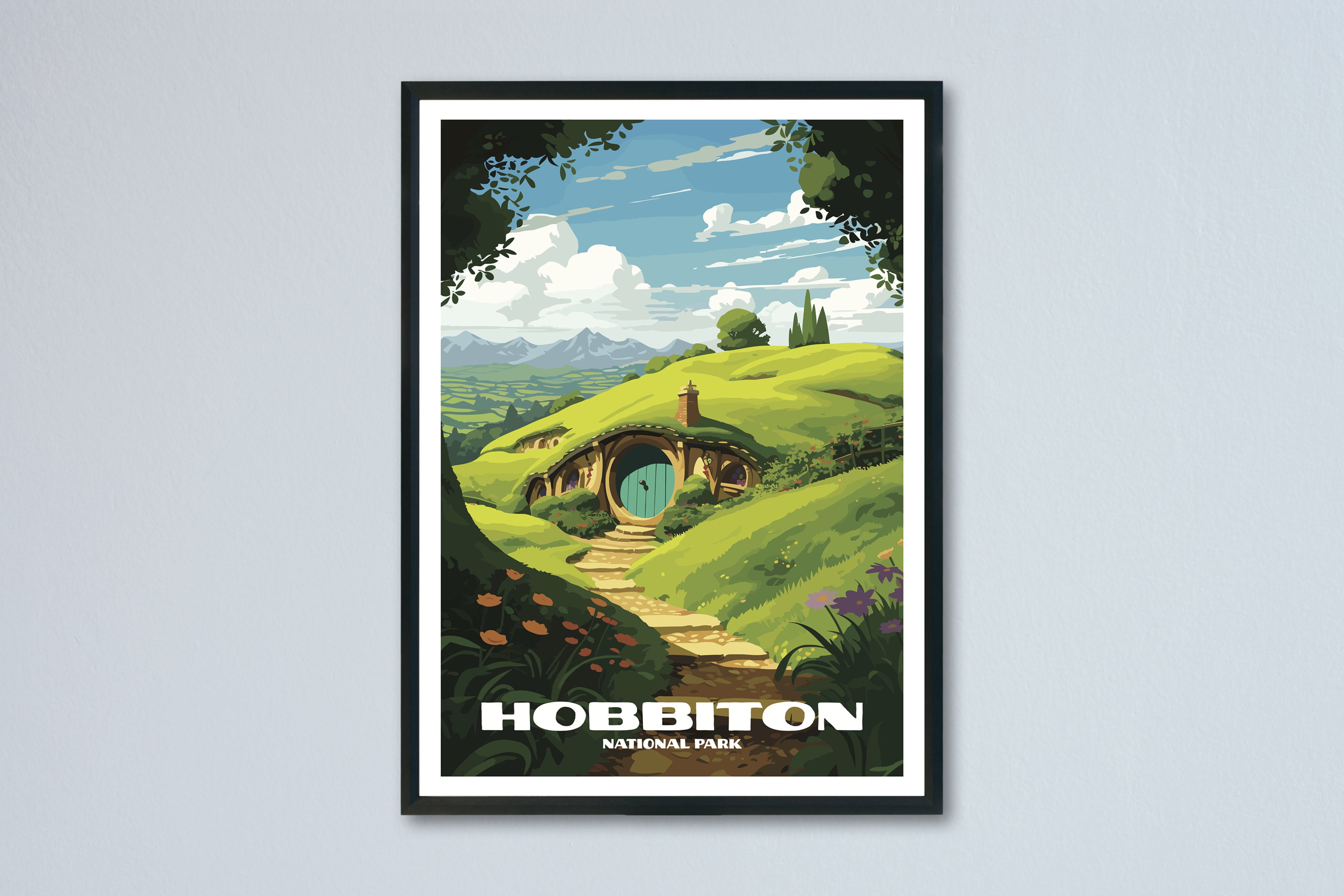 POSTER Hobbiton Minimalist National Park Poster Home Decor - Lord of the Rings Print-UNFRAMED ...
