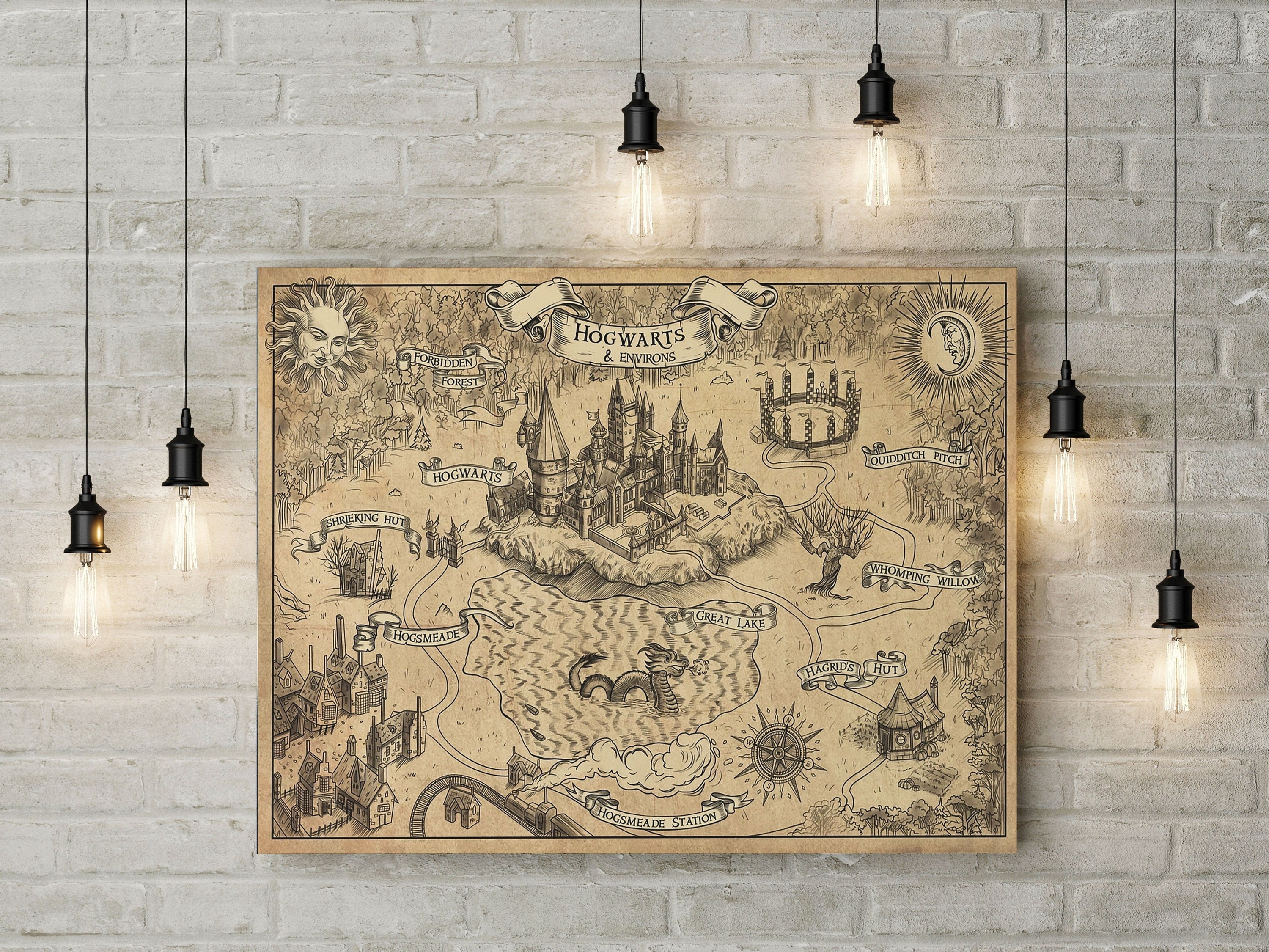POSTER Hogwarts Map Poster, Movie Series Map , Fantasy Movie Series ...