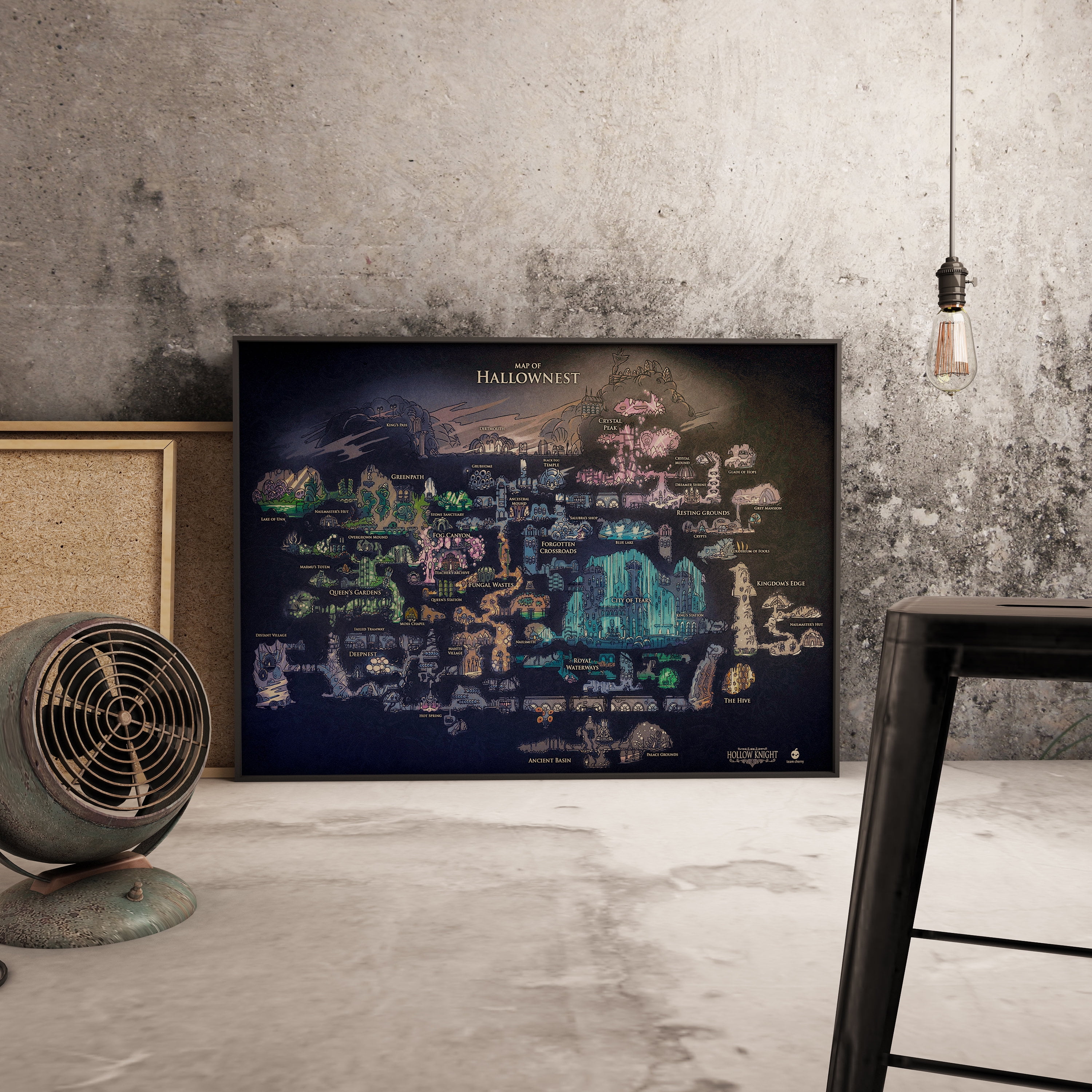 POSTER Hollow Knight Map Poster, Hollownest World Map, Kraft Paper ...