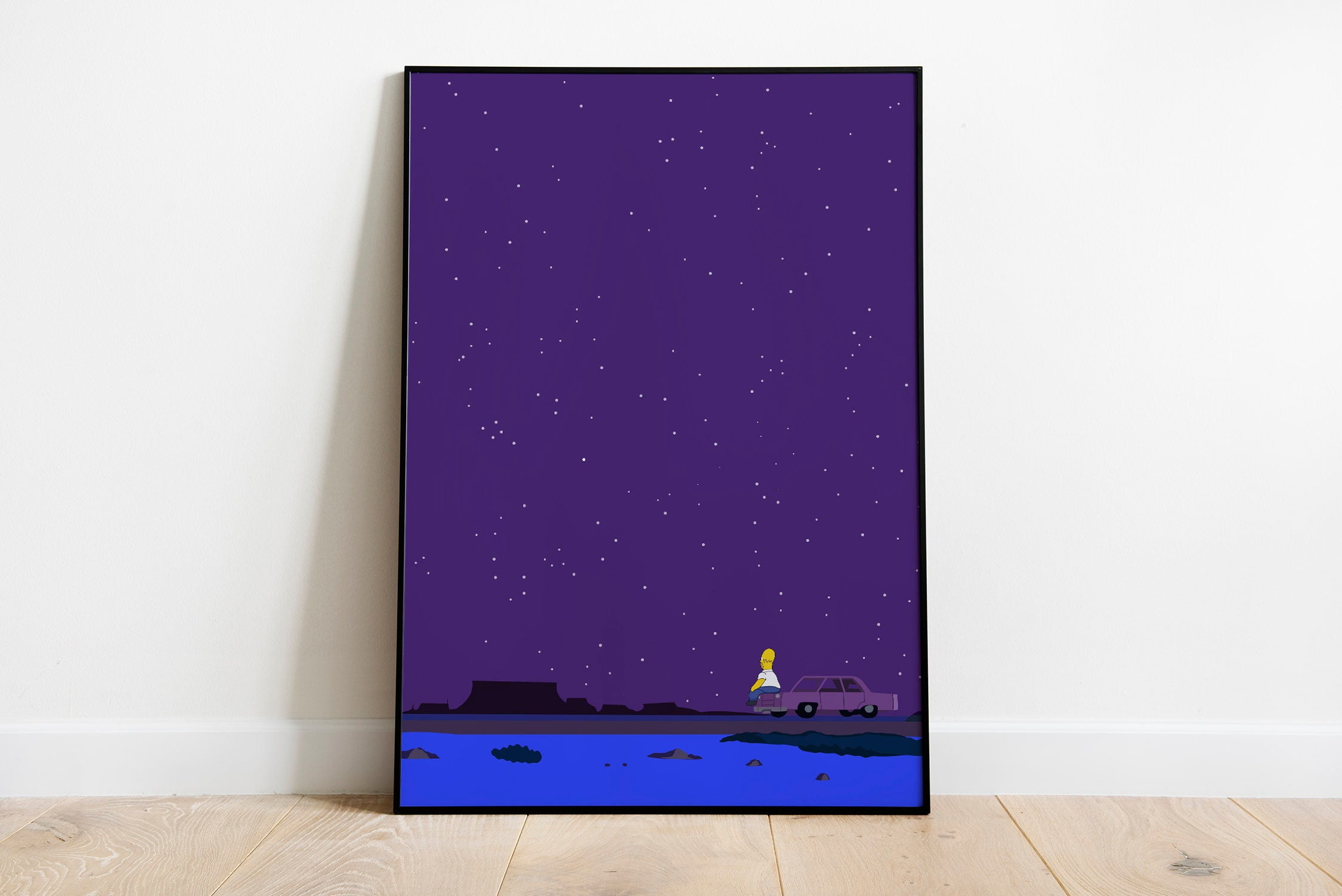 POSTER Homer Mother Simpson Print, Homer Sitting On Car Looking At ...