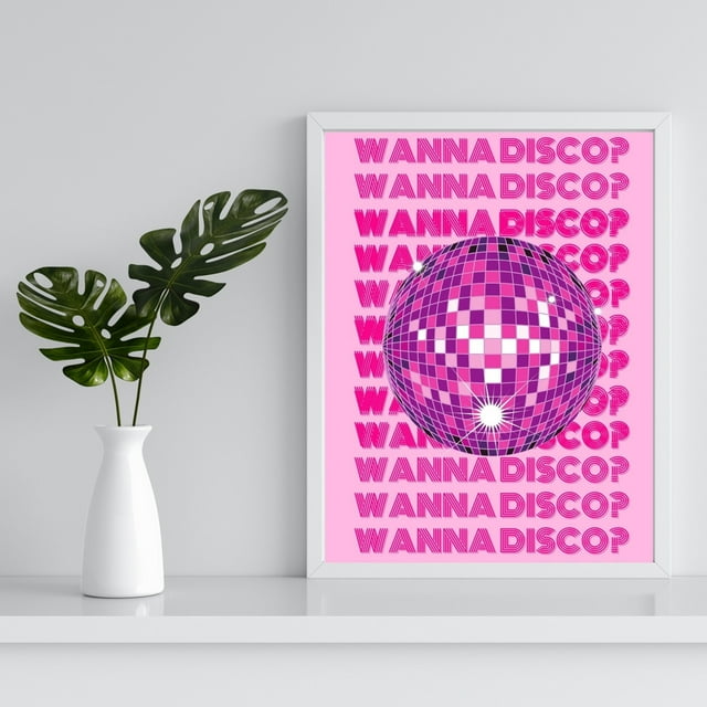 POSTER Hot Pink Wall Art, Disco Art, Disco Print, Disco Space Cowgirl, Disco Ball Poster, Pink ...
