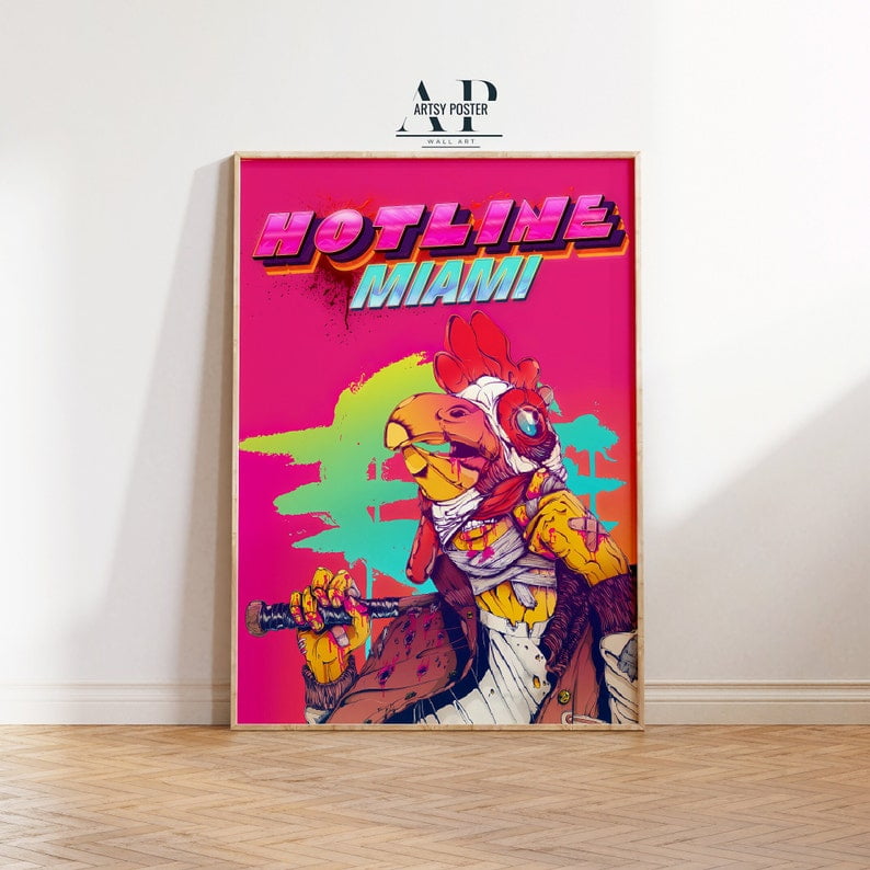 Poster Hotline Miami Game Poster , Neon Retro Video Game Art, High ...