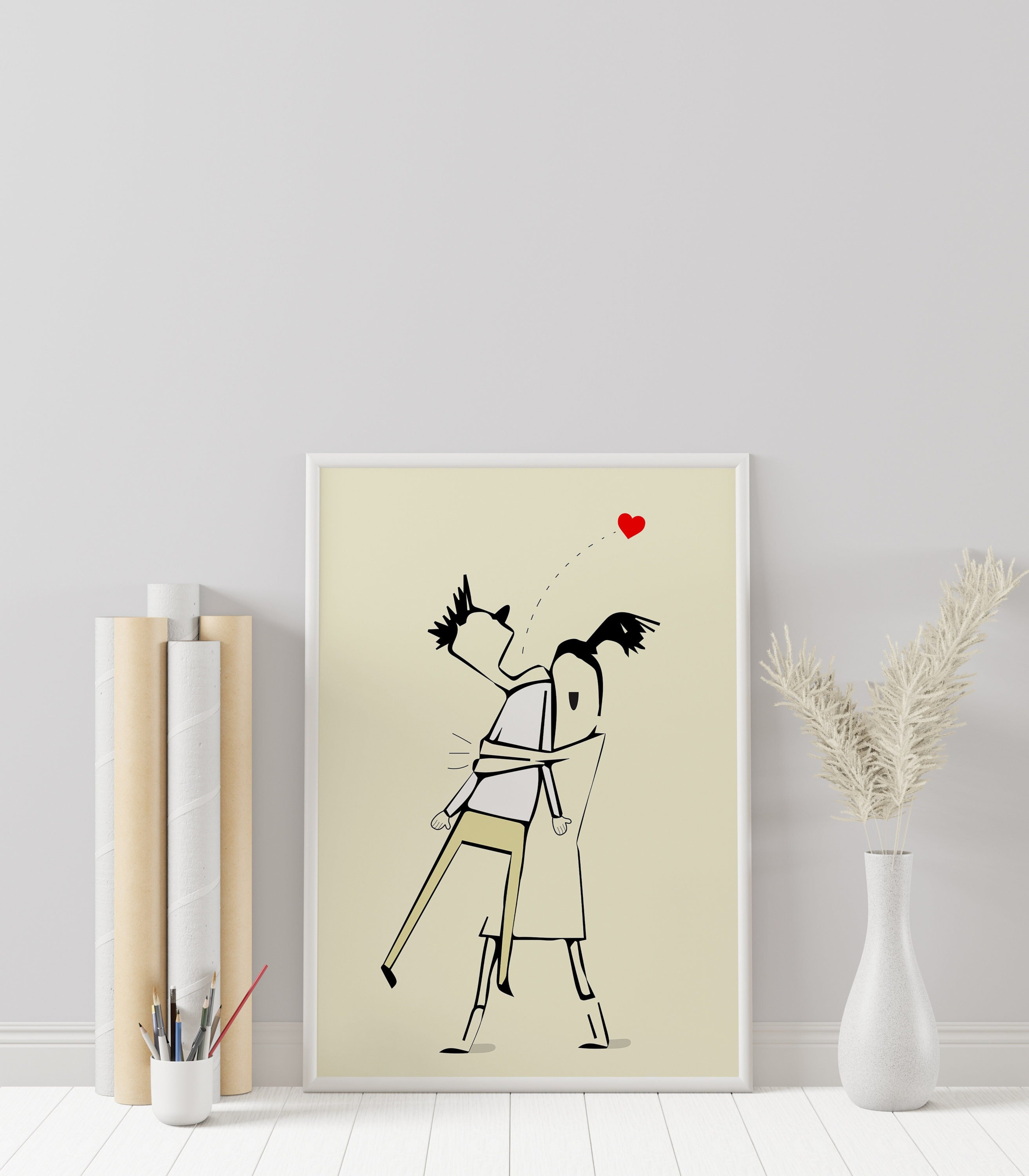 POSTER Hug Me Romantic Digital Wall Art, Couple Hugging Cute ...