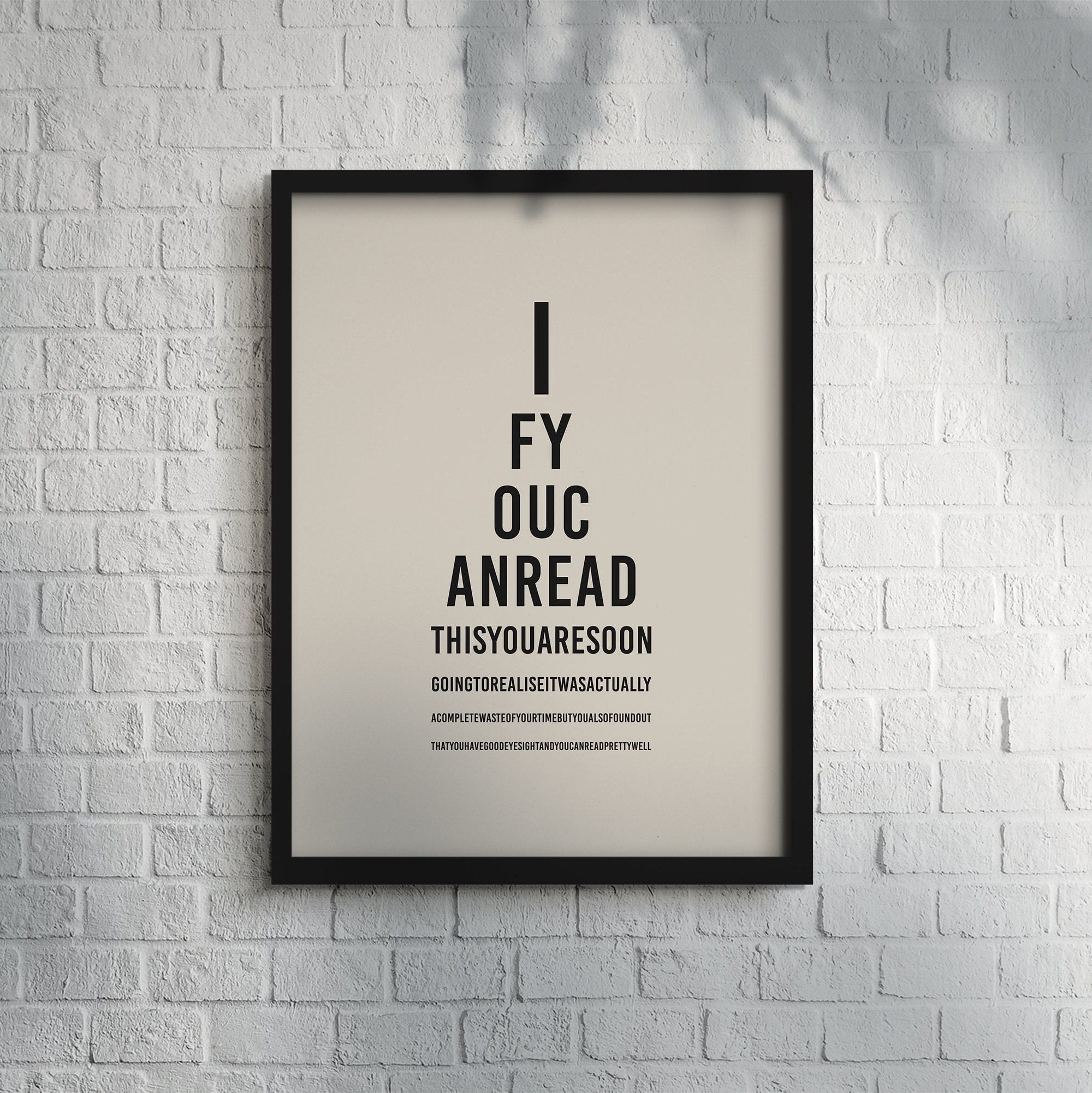 POSTER Humorous Eye Test Poster | Home Decor Wall Art | Opticians Chart ...