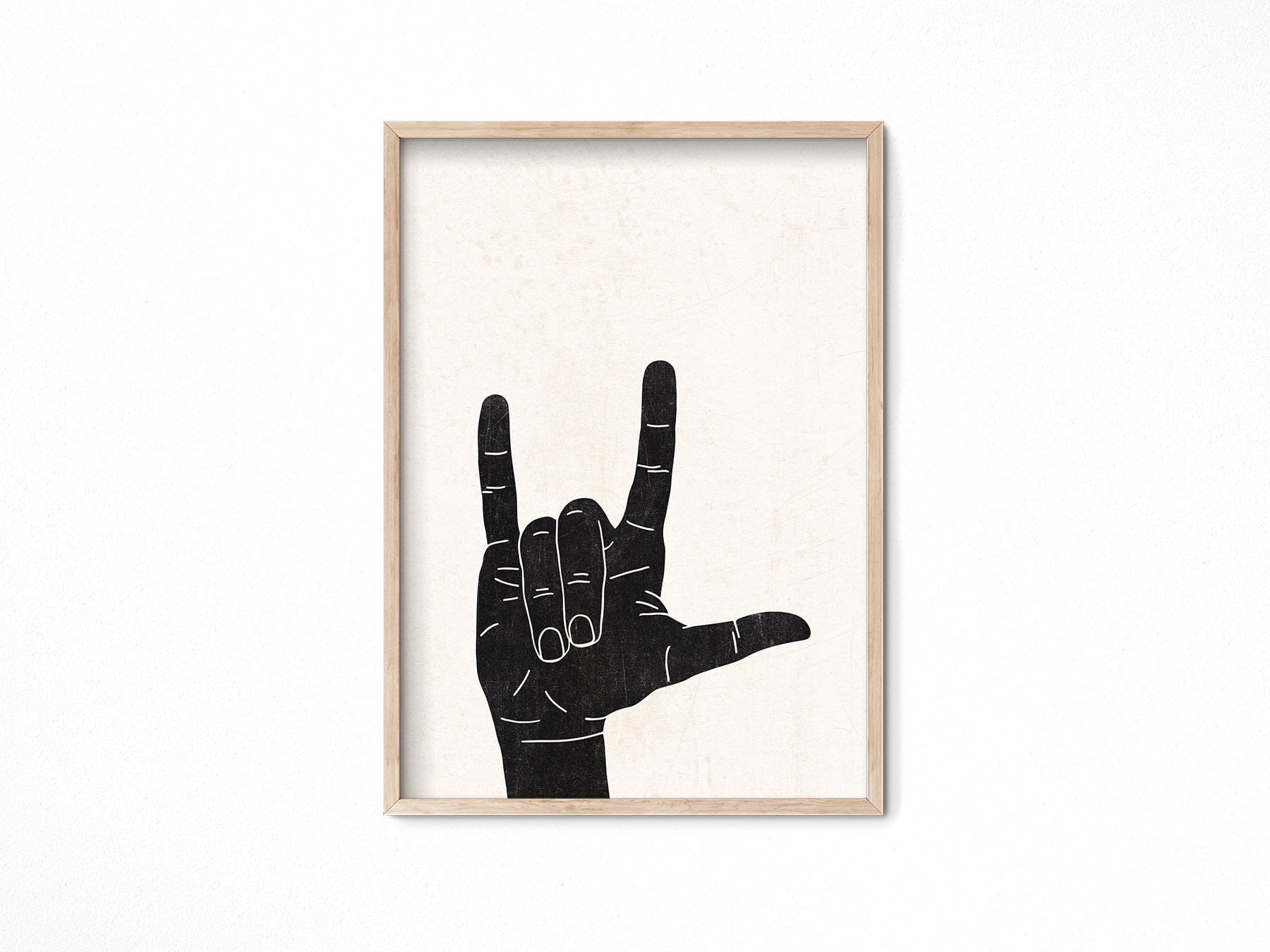 POSTER I Love You Hand Gesture Printable Wall Art, Boho Style Neutral ...