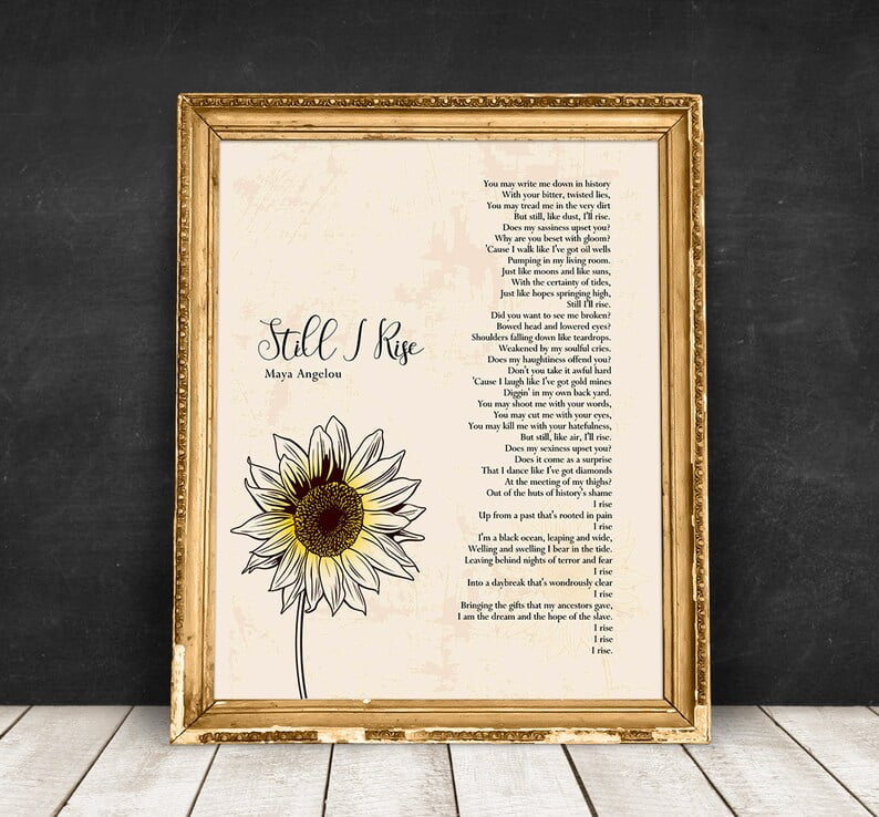 Poster I Rise Maya Angelou Still I Rise Poem Wall Art self respect ...