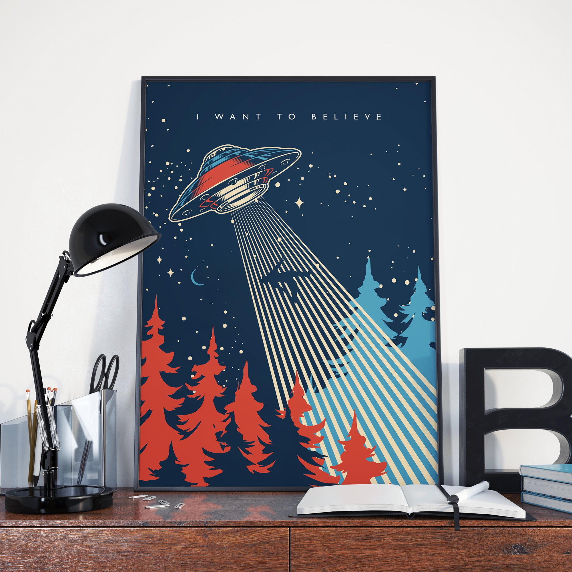 POSTER I Want To Believe Poster - UFO Abduction Print, Mulder, Scully ...