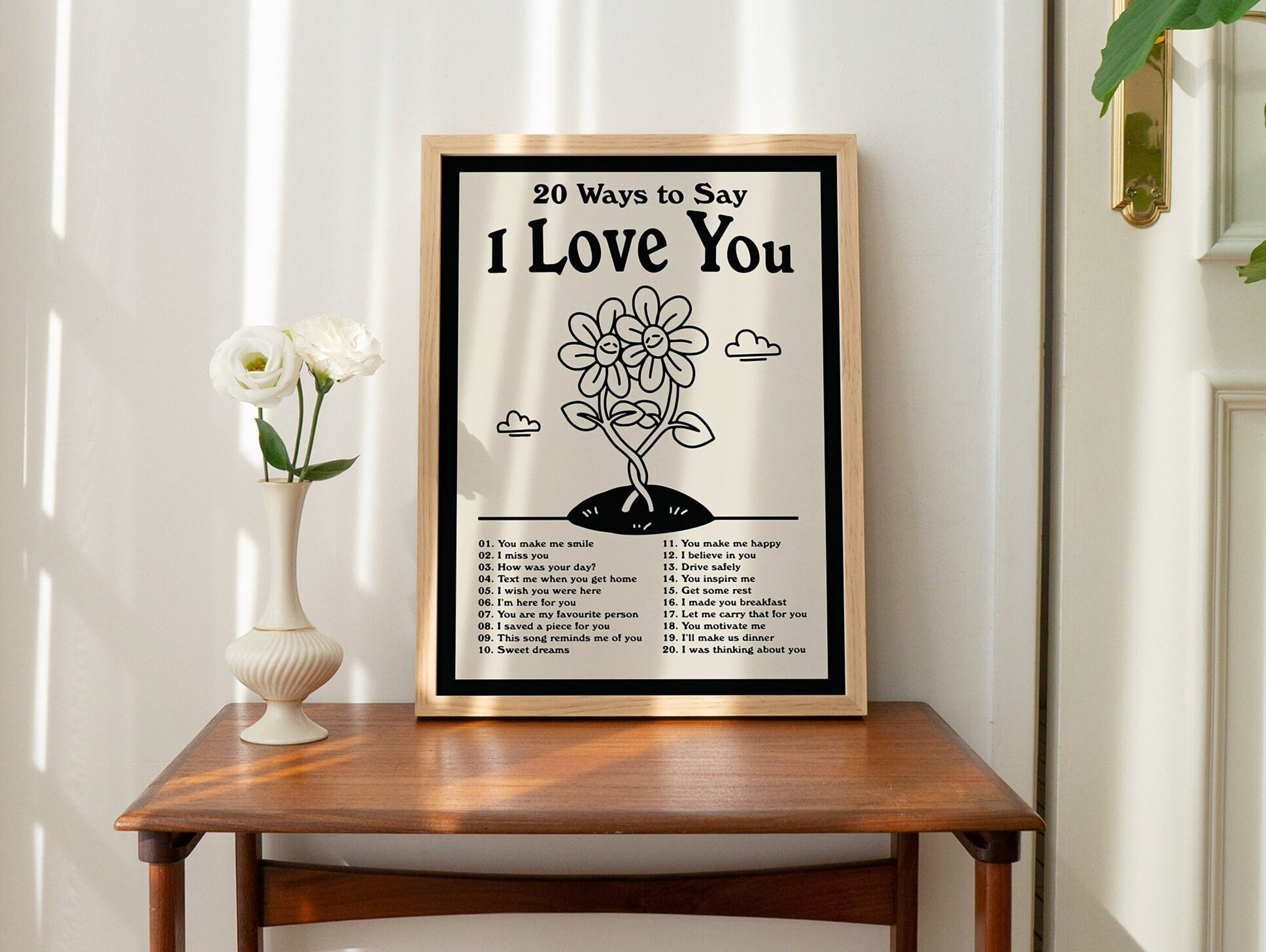 POSTER I love you Wall Print, Positive Affirmations, Black Vintage Wall ...