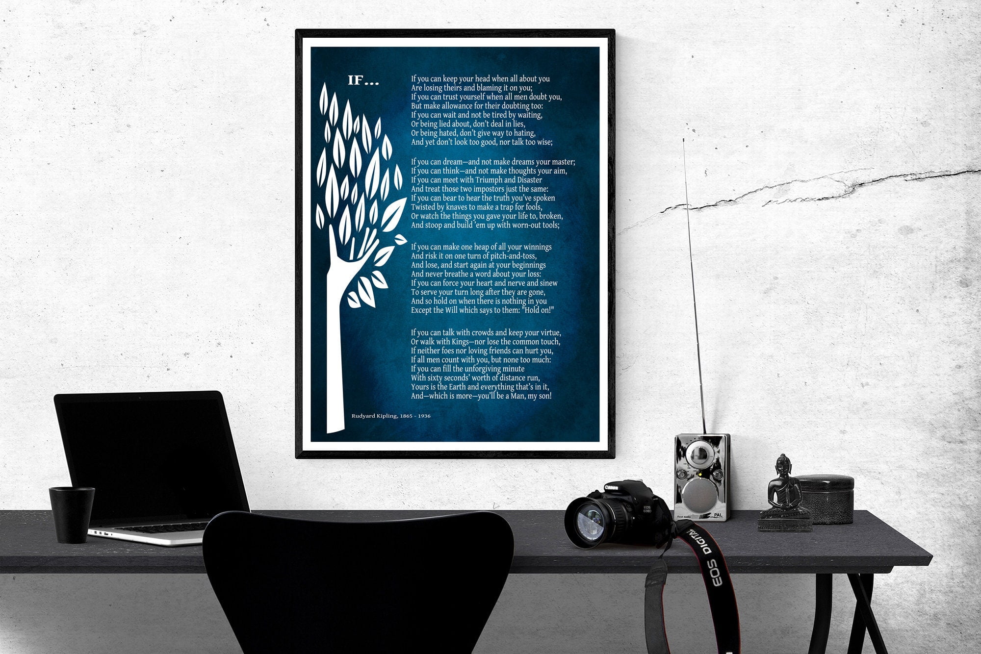 POSTER IF Poem By Rudyard Kipling Inspirational Poem Poster Print Aqua ...