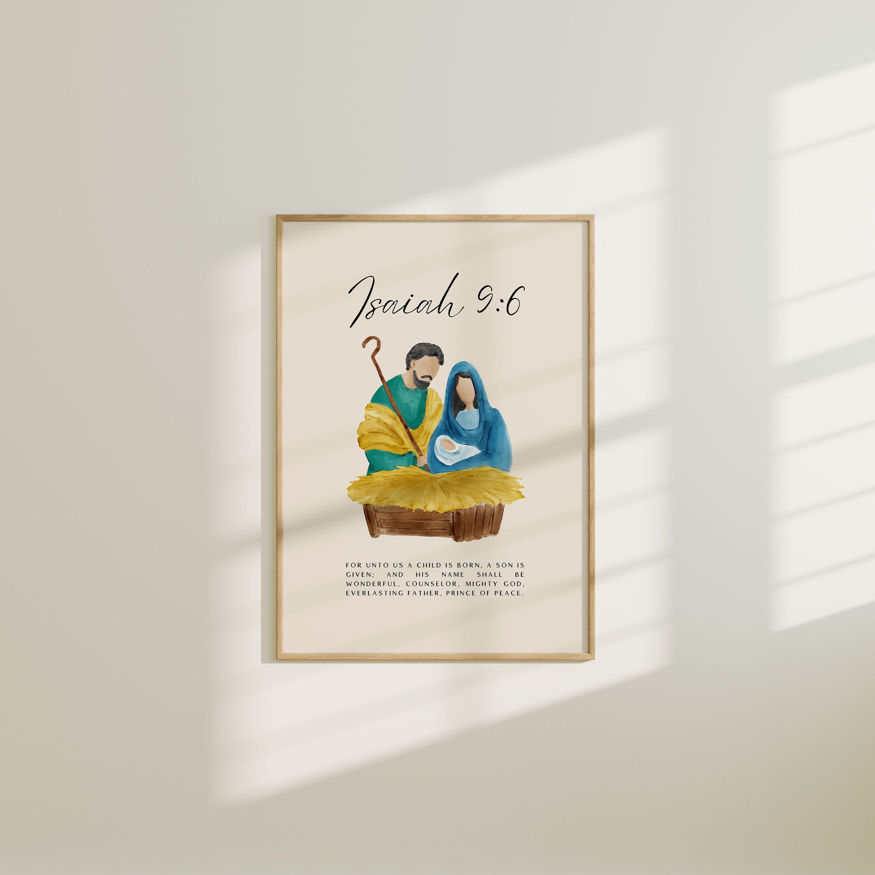 Poster ISAIAH 9:6, Unto Us A Child Is Born, Nativity Scene, Christmas ...