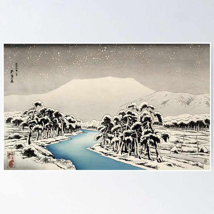POSTER Ibuki Mountain in Snow Hashiguchi Goyo Poster NO FRAMED, 12x18 ...