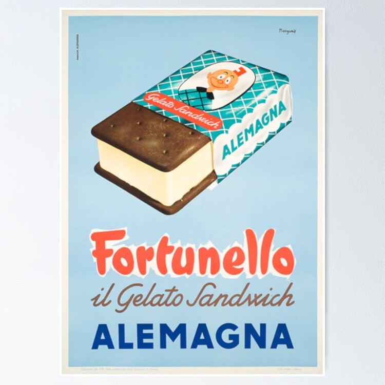 POSTER Ice Cream Gelato Sandwich Wall Print, Retro Kitchen Wall Art ...