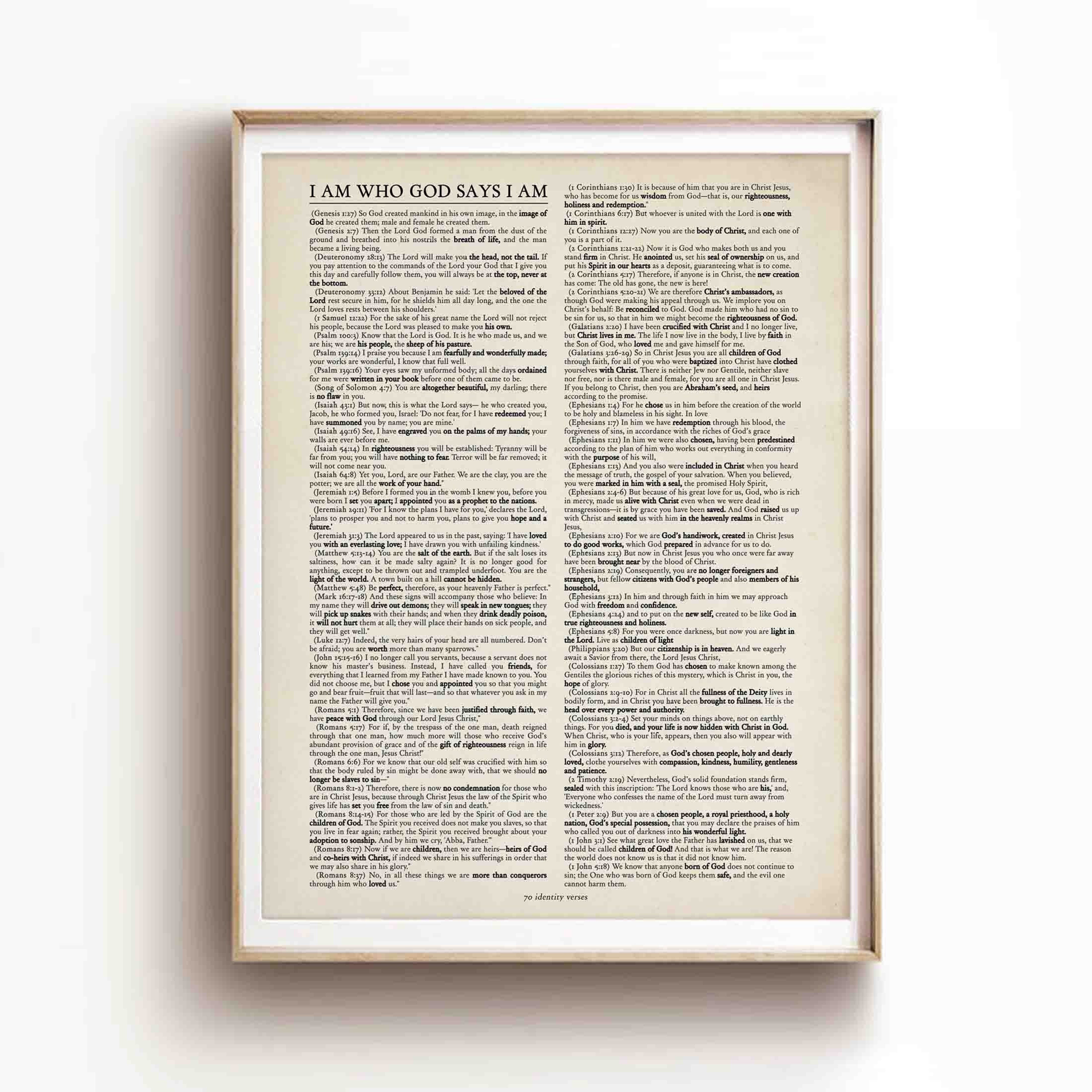 POSTER Identity in Christ 70 Bible Verses Poster Art, Christian ...