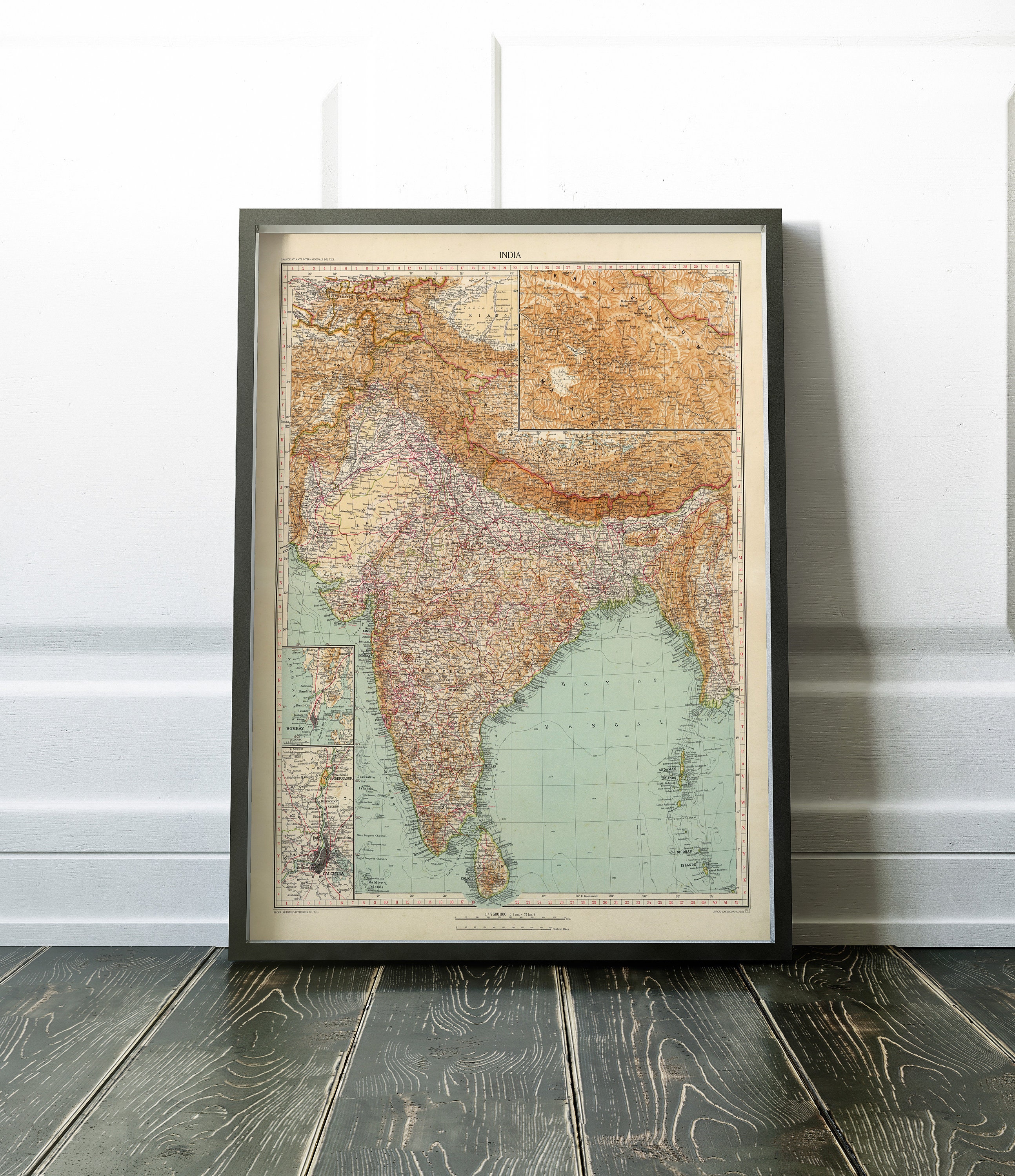 POSTER India vintage map, old India map, 1929 antique map of India, old ...
