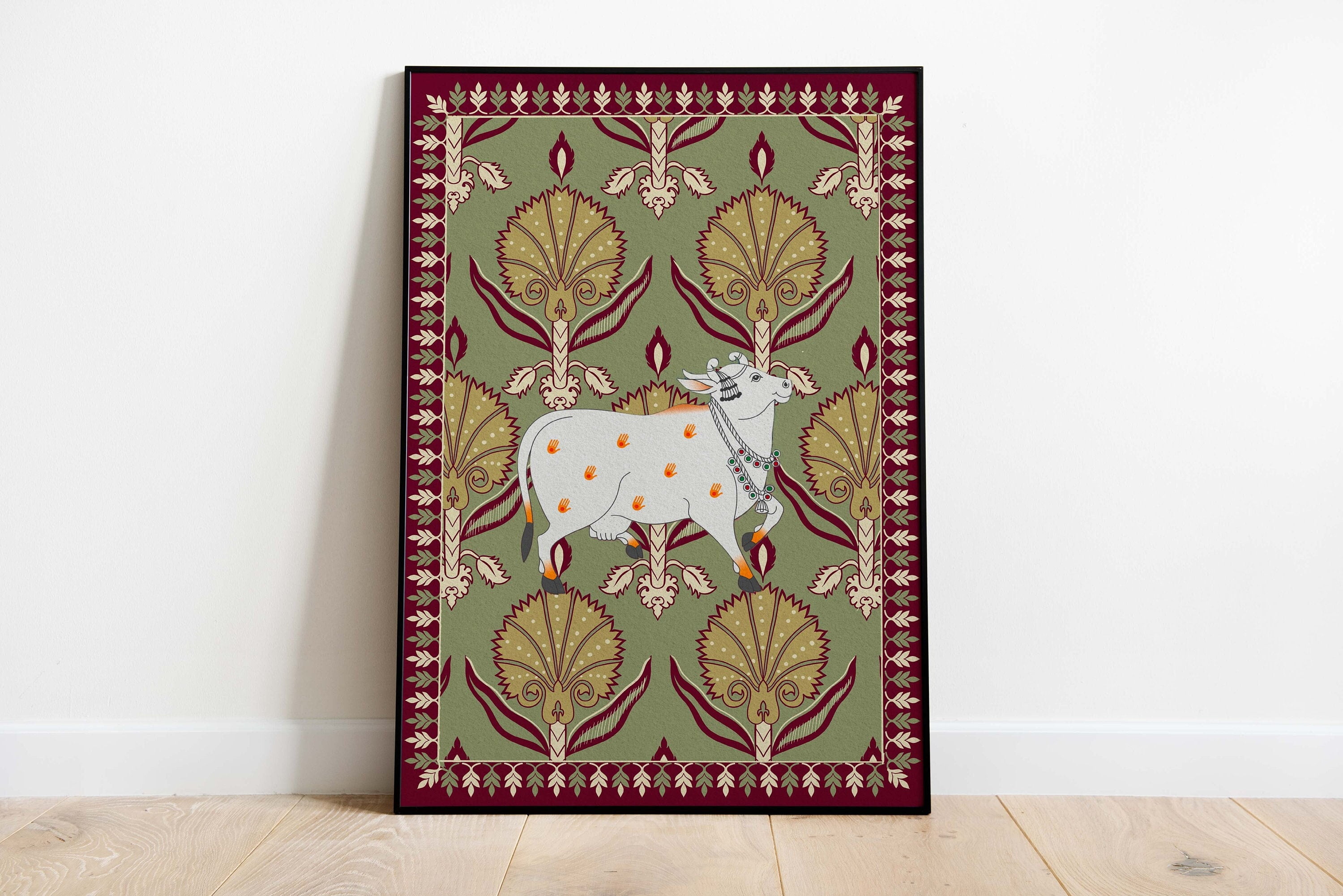 POSTER Indian Folk Art, Cow Prints, Living Room decor,, Indian Vintage ...