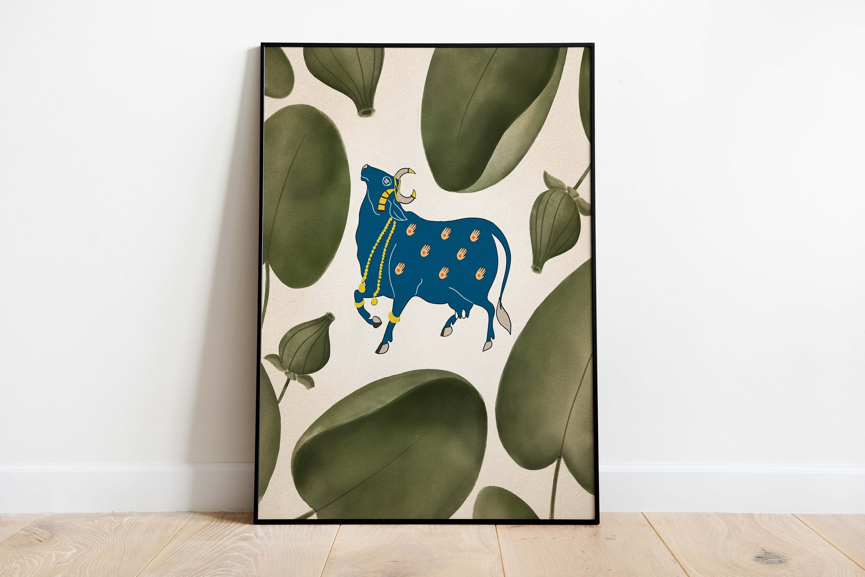 POSTER Indian Folk Art, Cow Prints, Living Room decor,, Indian Vintage ...